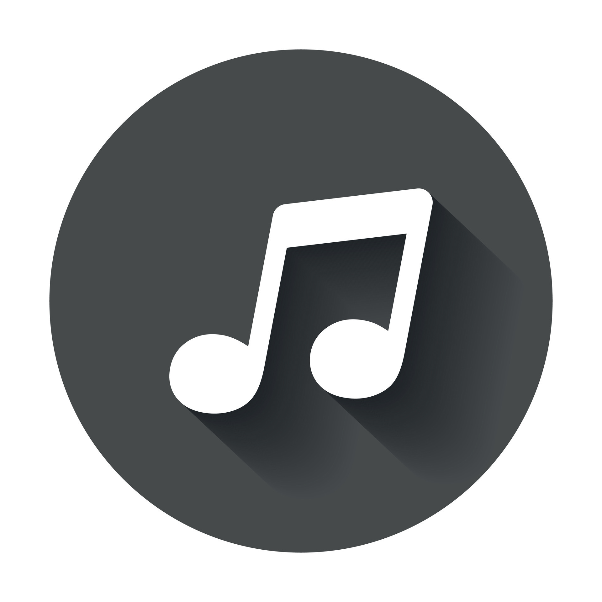 Vector music icon. Sound note illustration on black round background with long shadow. 25920376 ...