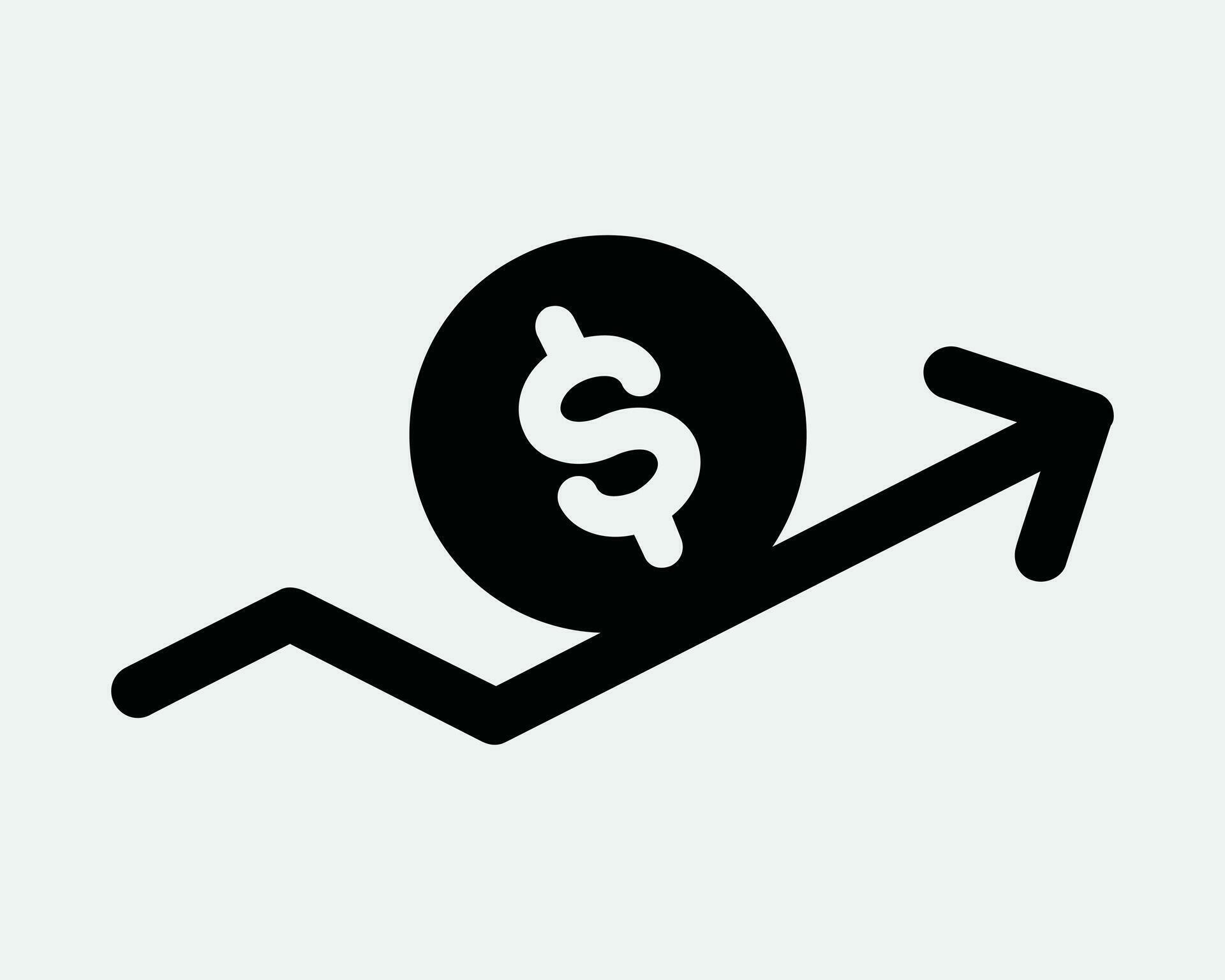 Money Arrow Icon. Business Finance Growth Graph Income Sales Profit Up Investment Success. Black ...