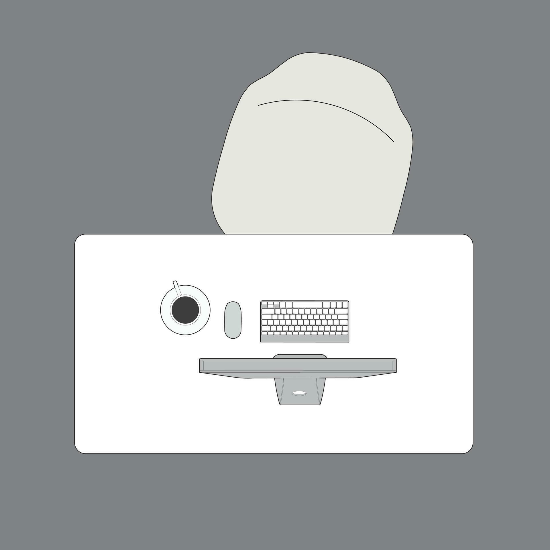 illustration of a computer table and pc top view 25921222 Vector Art at ...