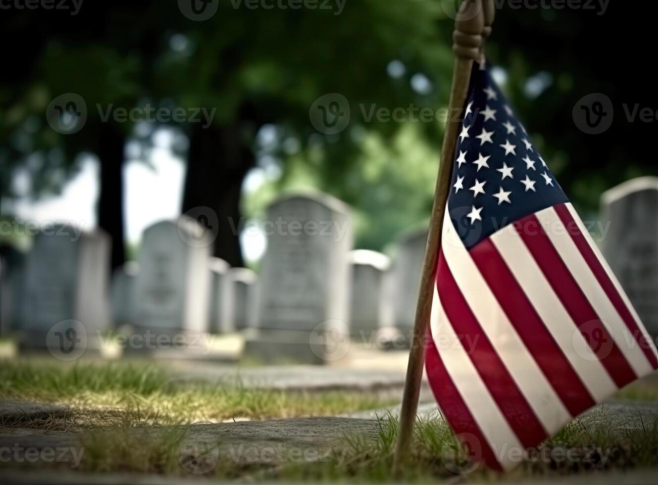 Small American flags and headstones at National cemetary- Memorial Day ... Small American flags and headstones at National cemetary- Memorial Day ...
