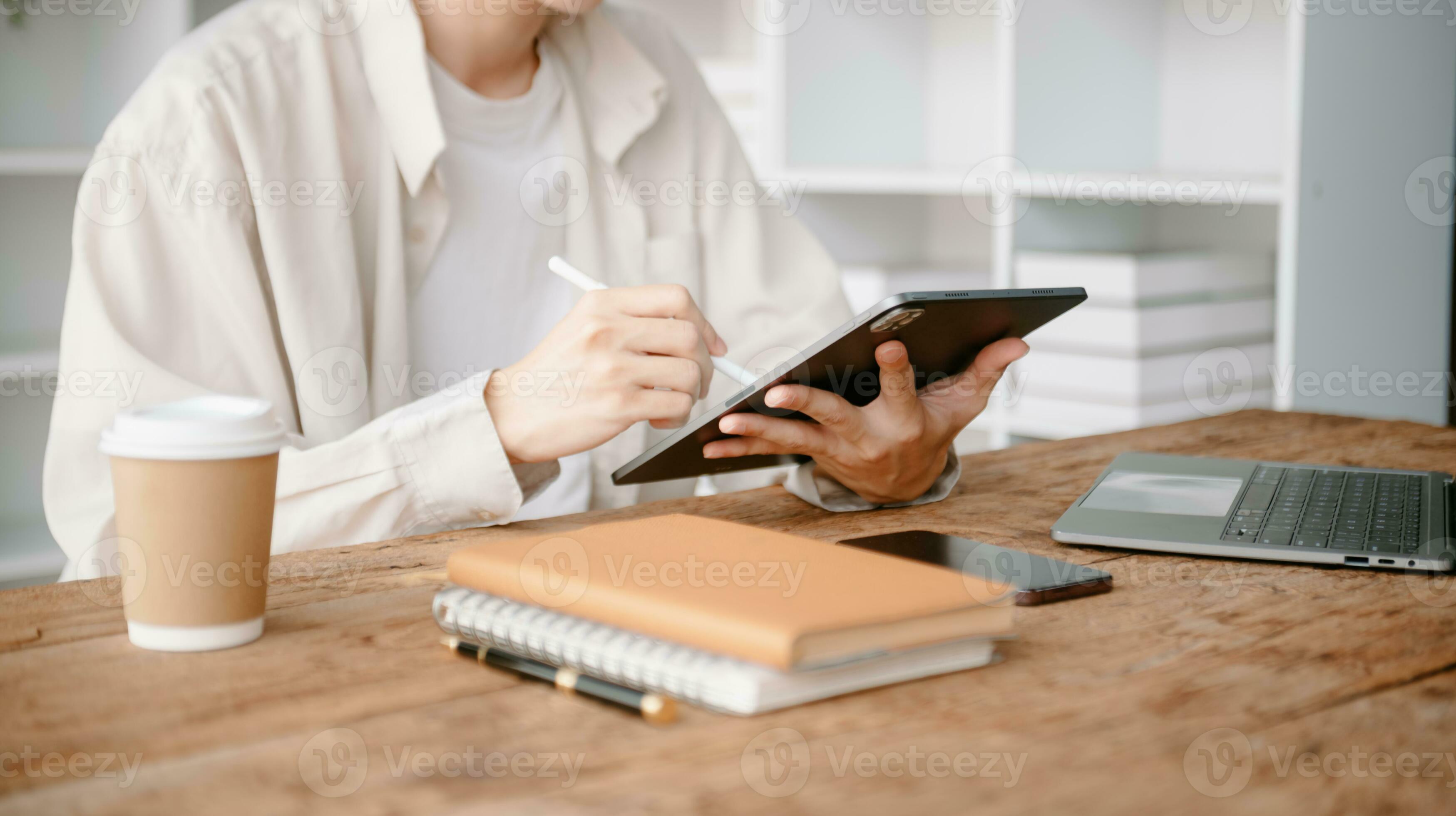 businessman hand working with new modern computer using on smartphone ...