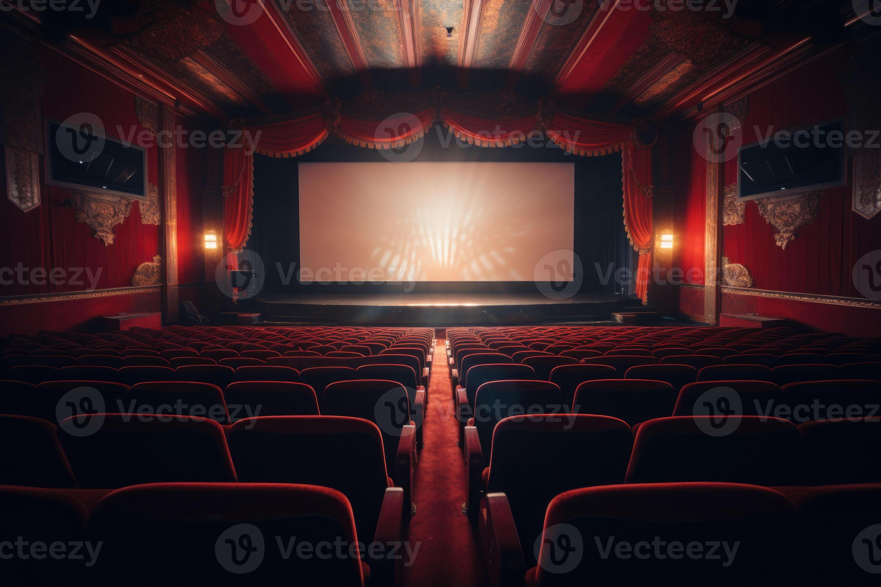 Empty modern movie theatre interior with screen and seats. 25935830 Stock Photo at Vecteezy