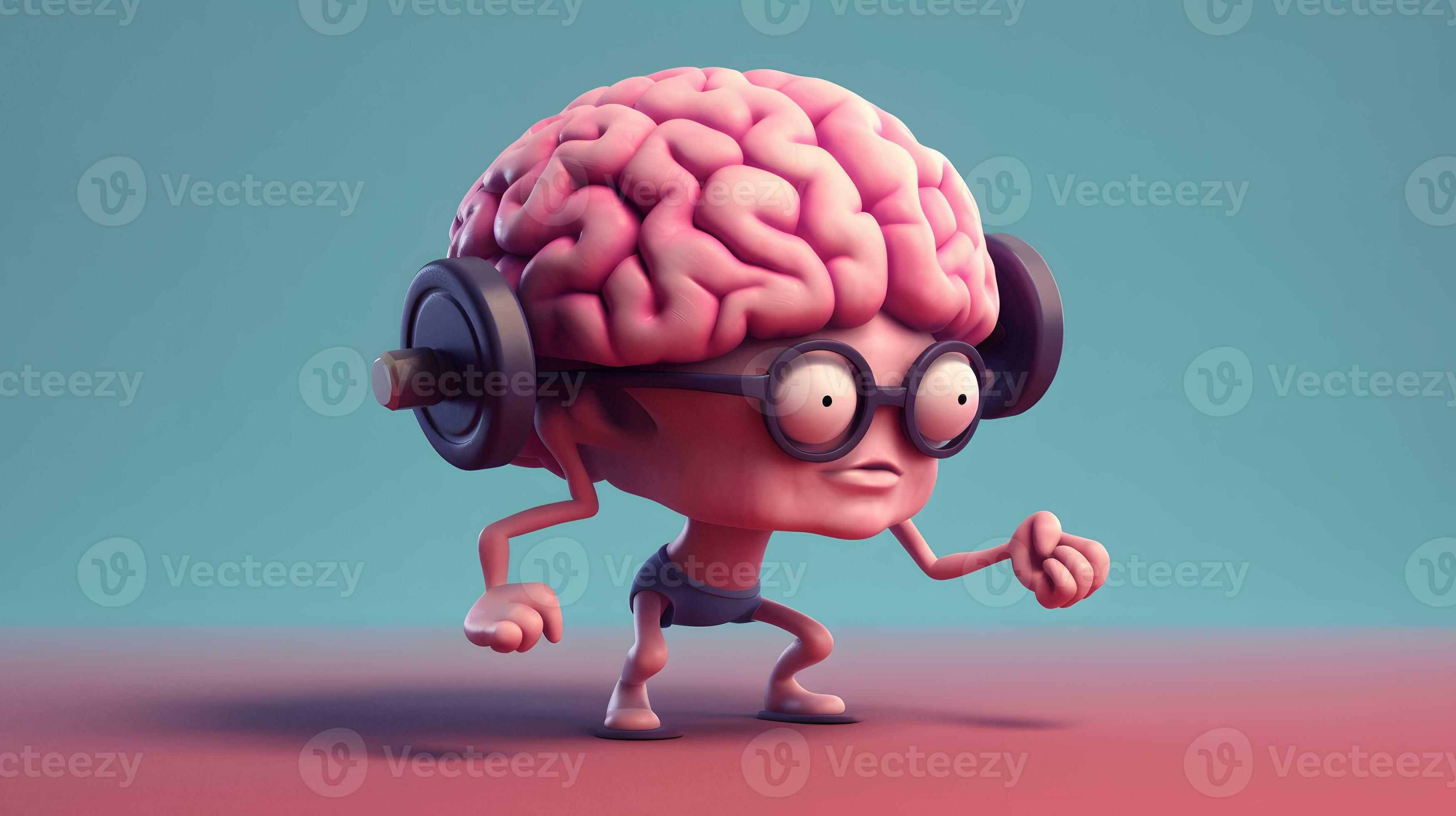 aislado linda cerebro dibujos animados personaje haciendo ejercicios ... aislado linda cerebro dibujos animados personaje haciendo ejercicios ...