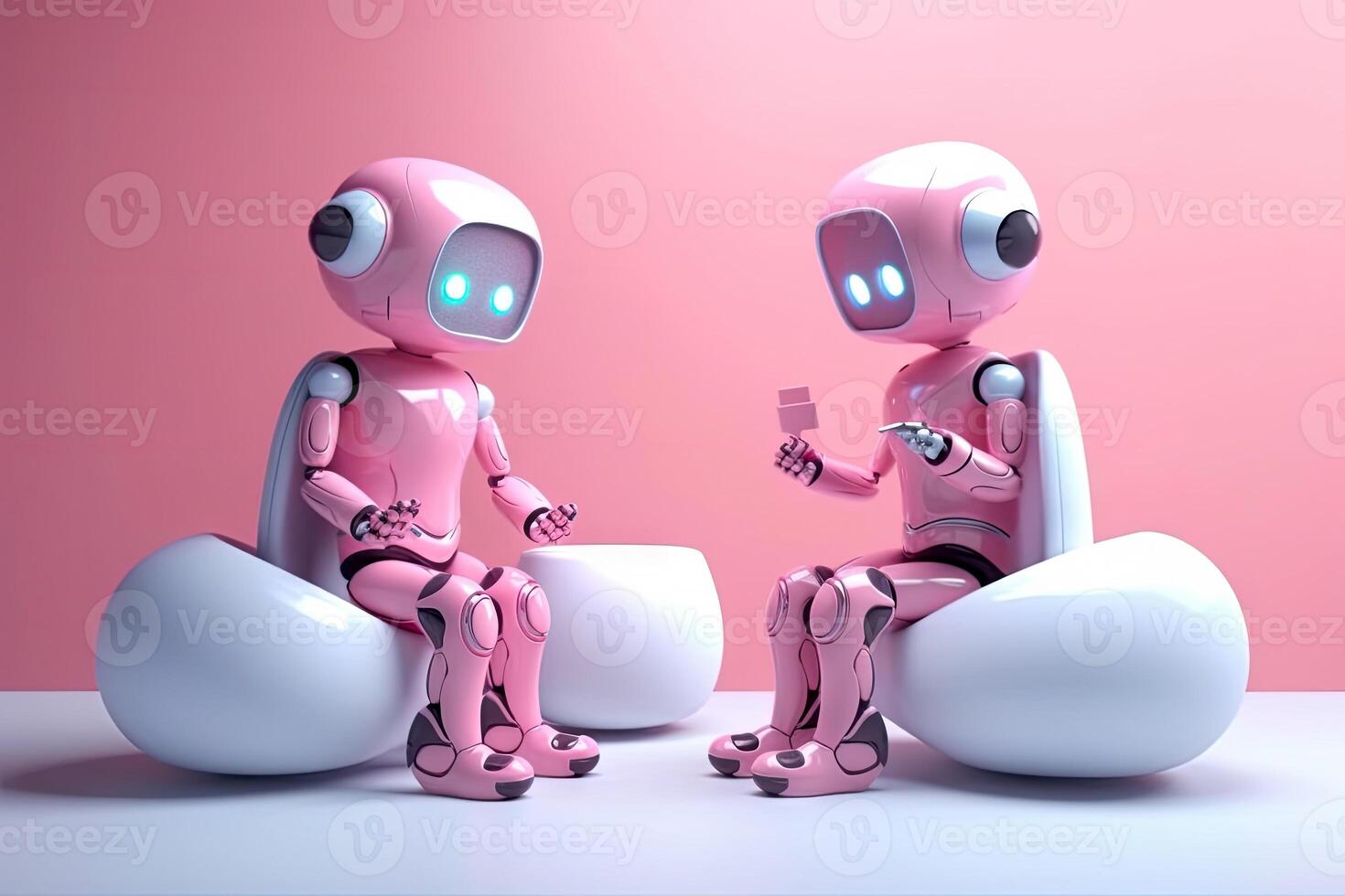 artificial inteligencia, o ai robot trabajando a oficina por utilizando computadora ordenador ...