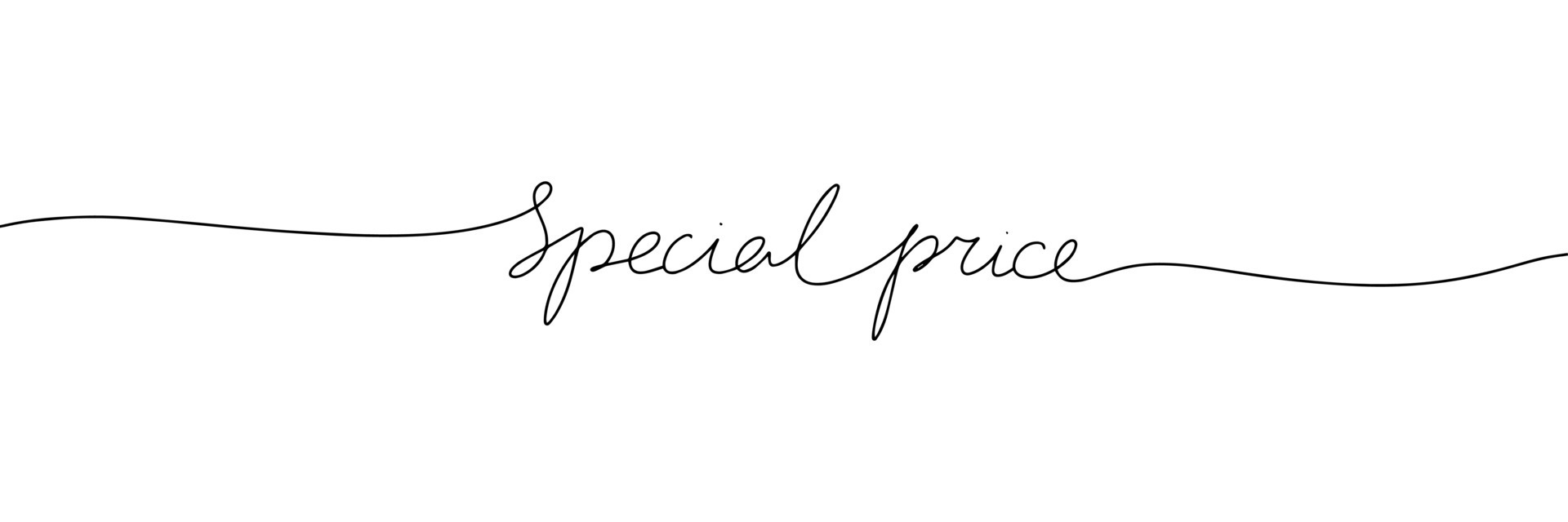 Monoline Phrase Special Price One Line Continuous Text Calligraphy
