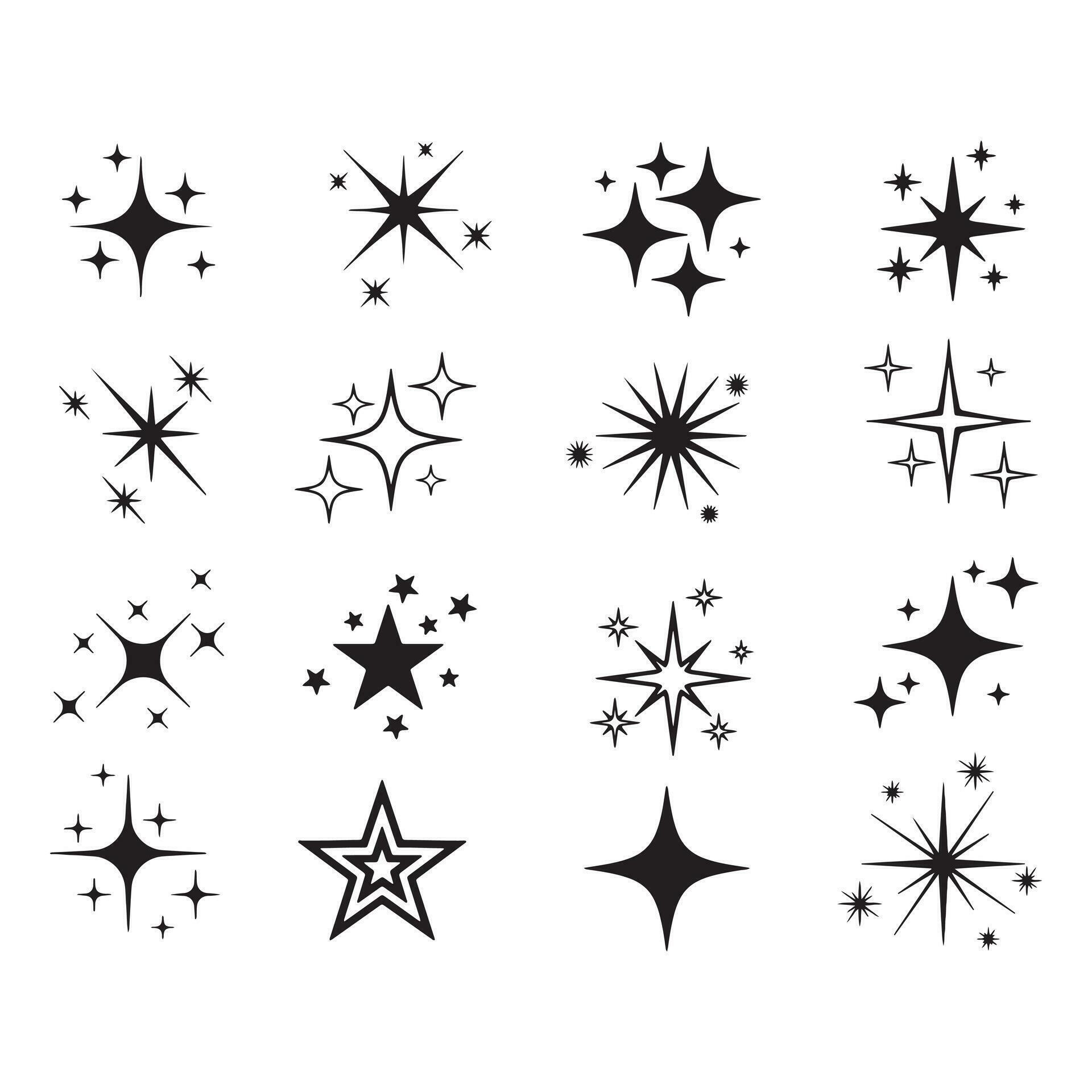 Yellow, gold, and orange sparkles symbols vector. The set of original vector stars sparkle icons ...