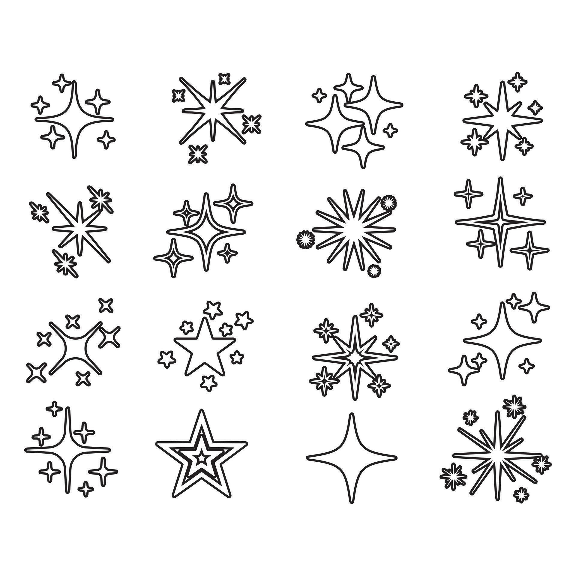 Yellow, gold, and orange sparkles symbols vector. The set of original vector stars sparkle icons ...