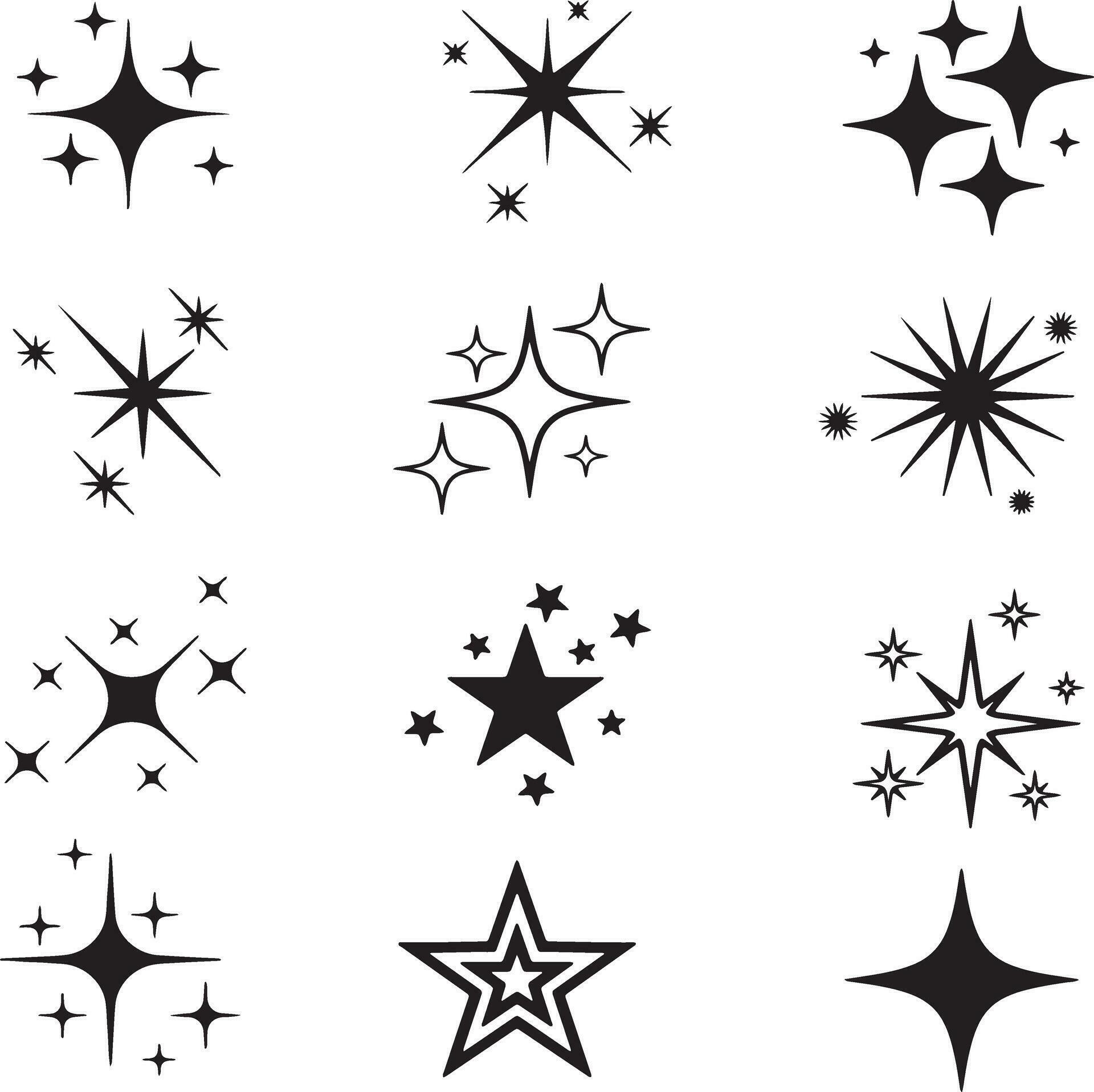 Yellow, gold, and orange sparkles symbols vector. The set of original vector stars sparkle icons ...