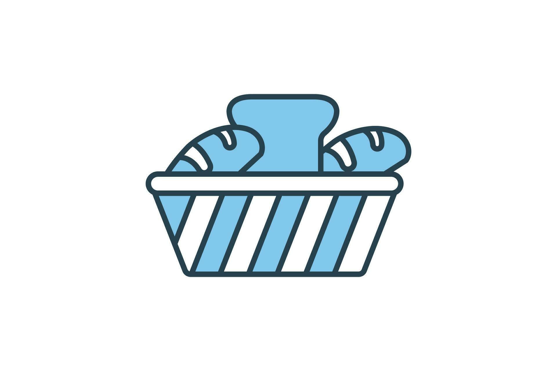 Bread basket icon. icon related to element of bakery. Flat line icon ... Bread basket icon. icon related to element of bakery. Flat line icon ...