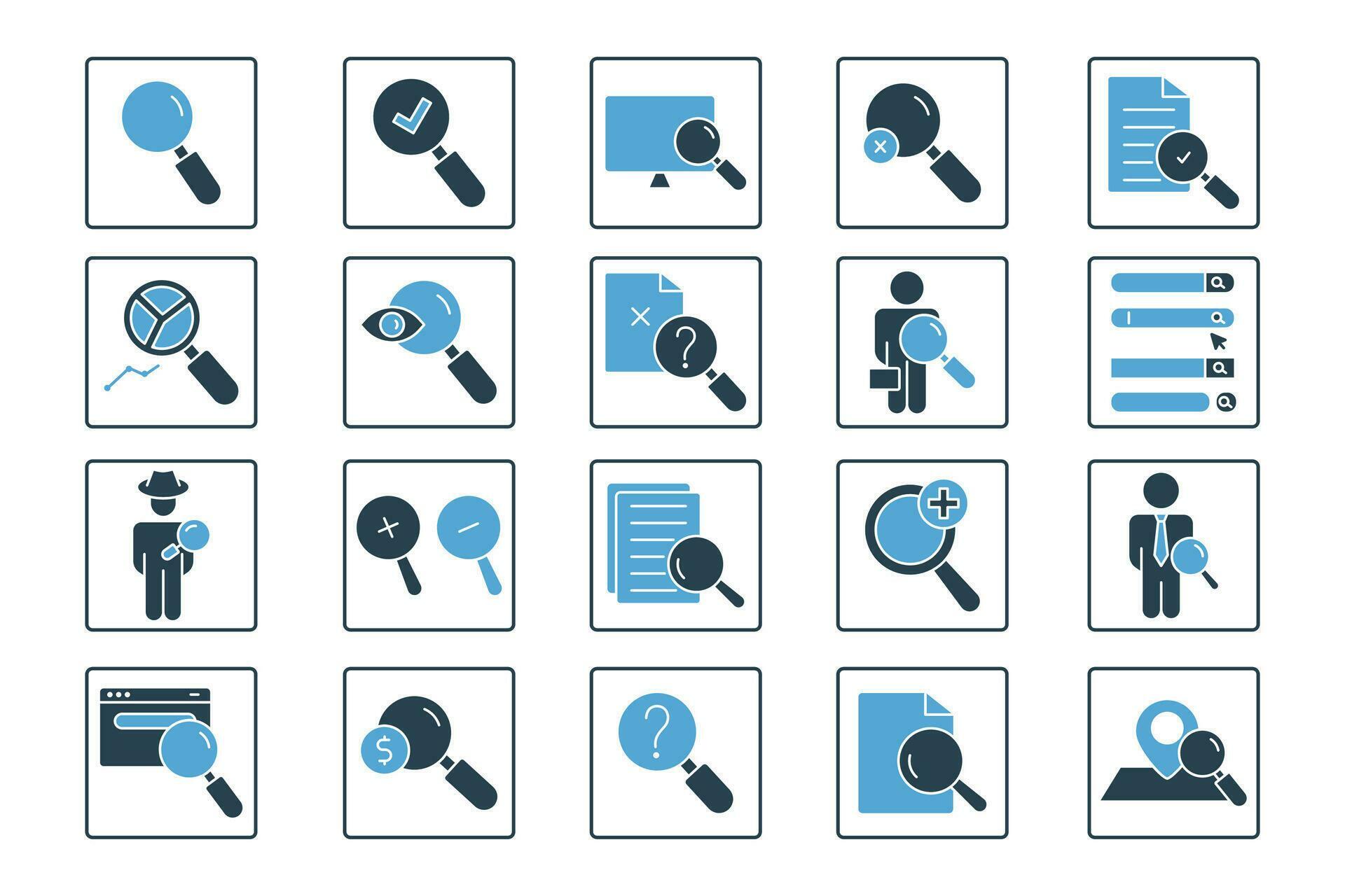 Search set icon. Contains magnifier icon, find, search engine, job ... Search set icon. Contains magnifier icon, find, search engine, job ...