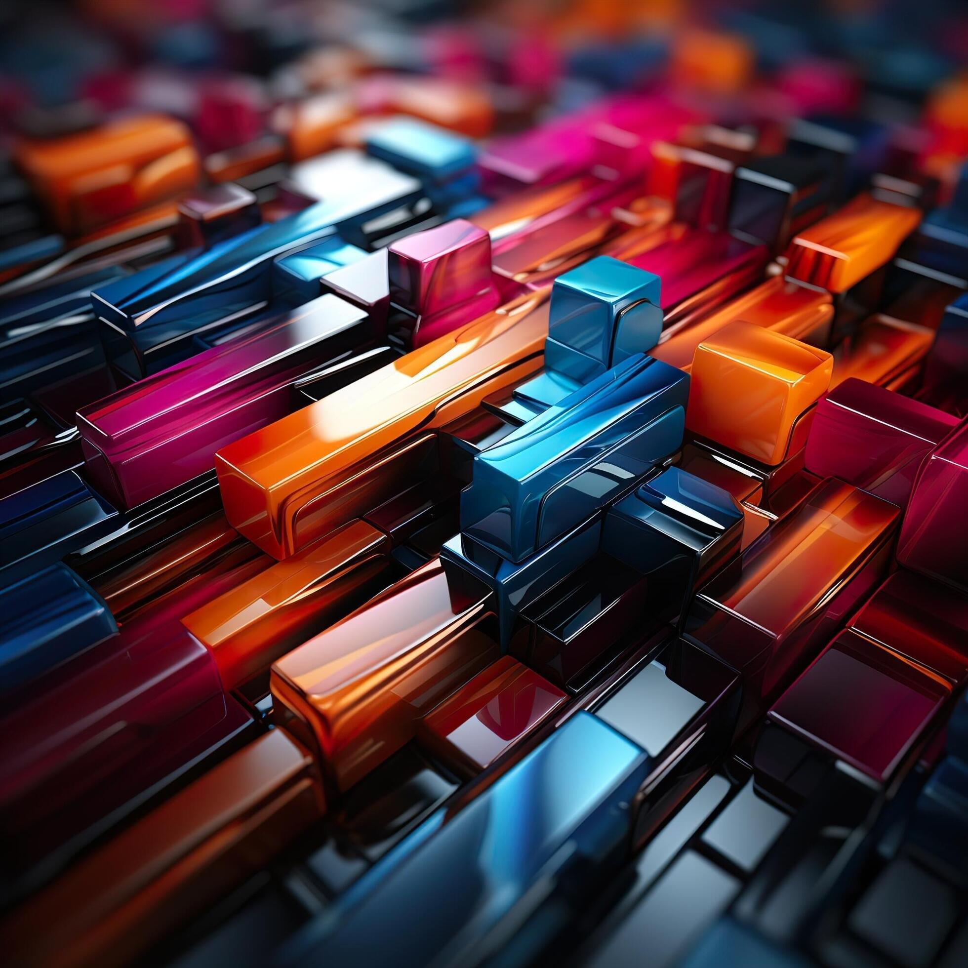 Colorful 3D Geometric Abstract Glossy Matte Multiple Shaped Elegant ...