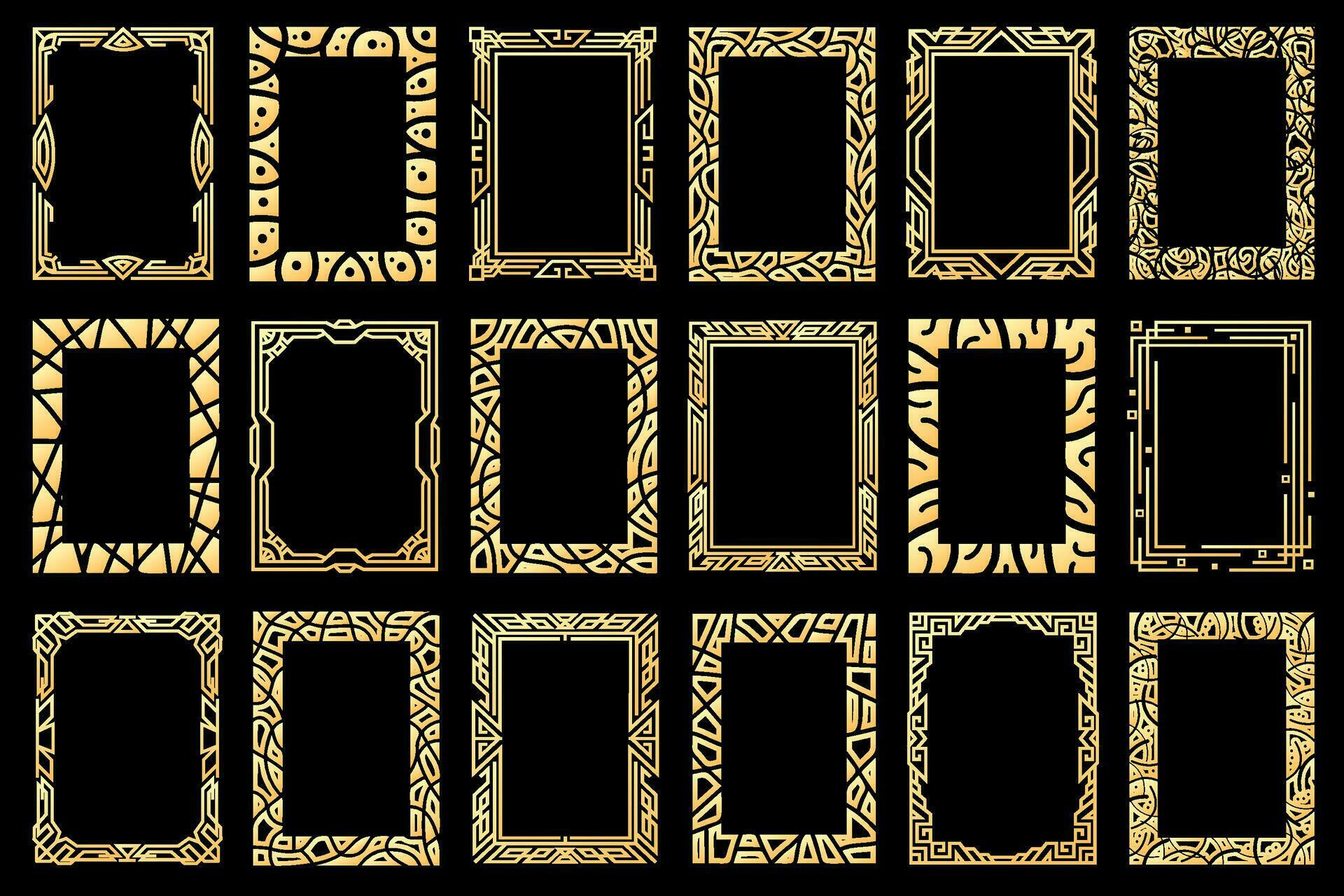 Abstract Rectangle Frames Collection Of Vertical Rectangular Golden