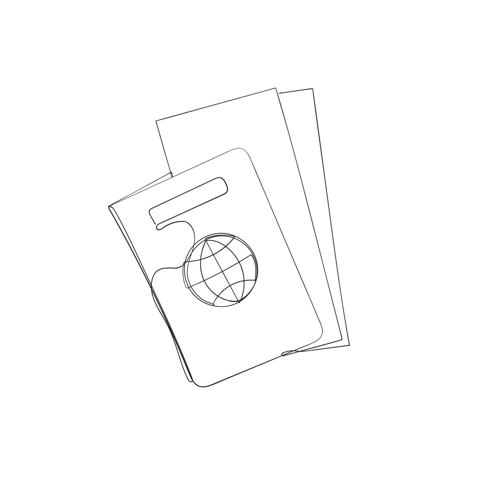 Continuous Line Drawing Passport And Flight Ticket Document Illustration 26011807 Vector Art At