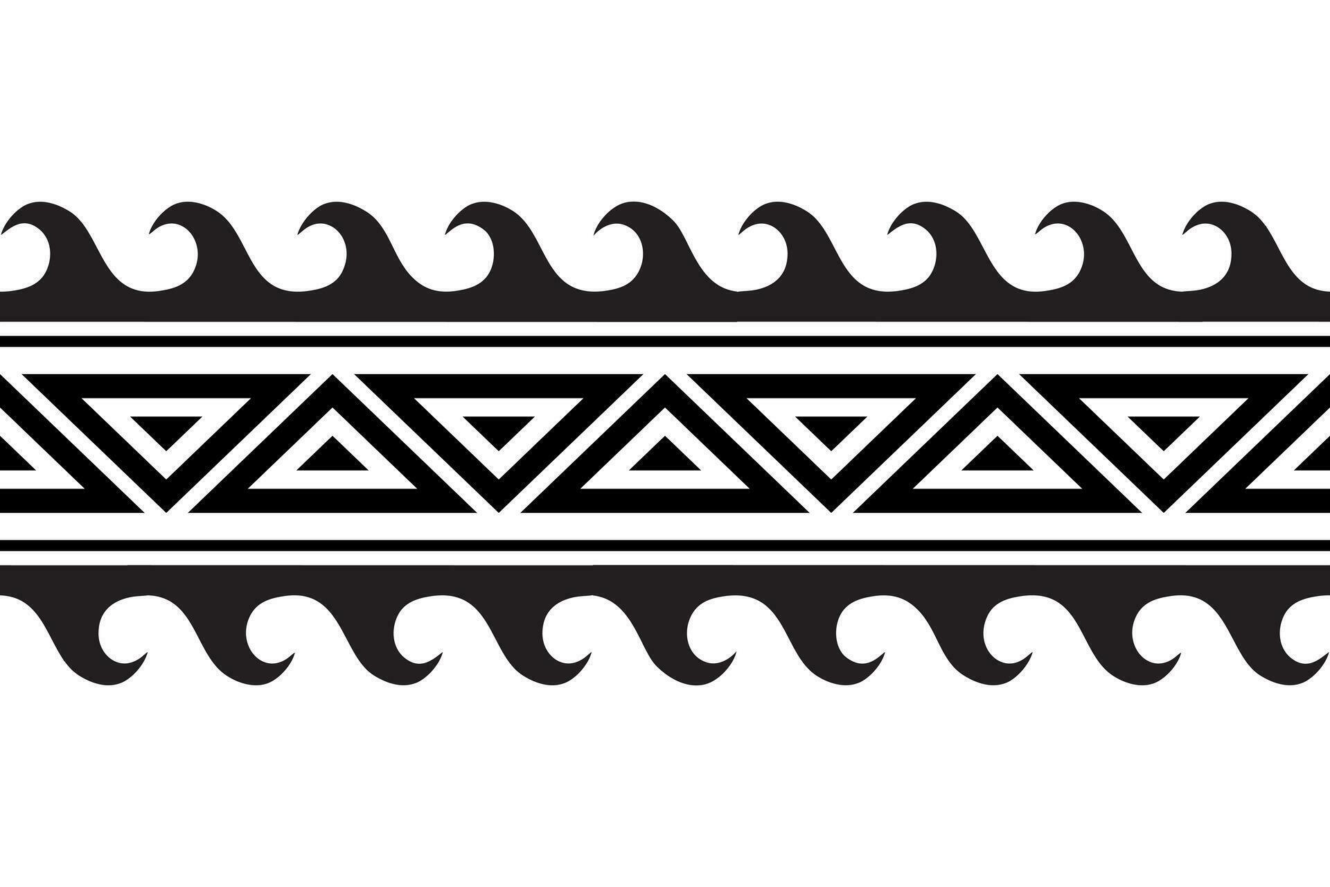 Maori polynesian tattoo bracelet. Tribal sleeve seamless pattern vector. Samoan border tattoo ...