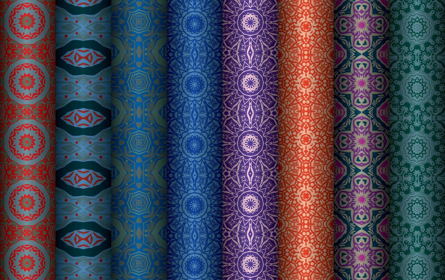 Colorful fabric design Set of Modern vintage red blue black repeated ...