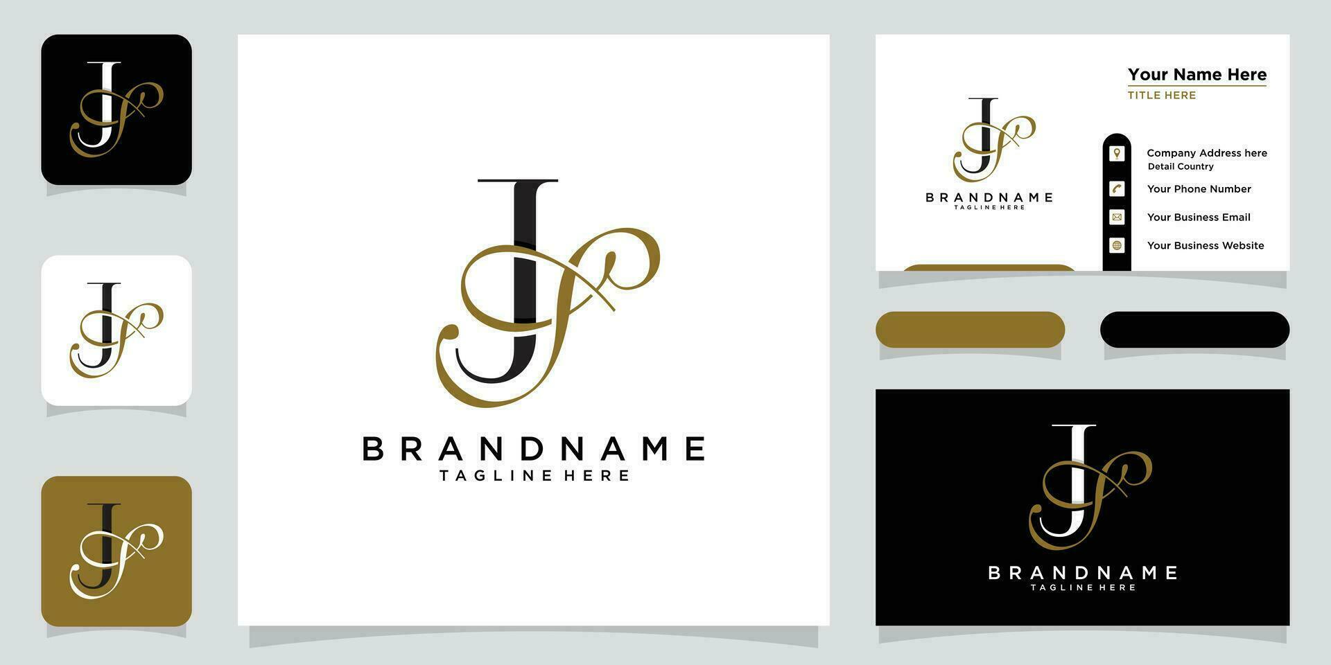 Initial letter JS luxury Logo design Vector with business card design ...