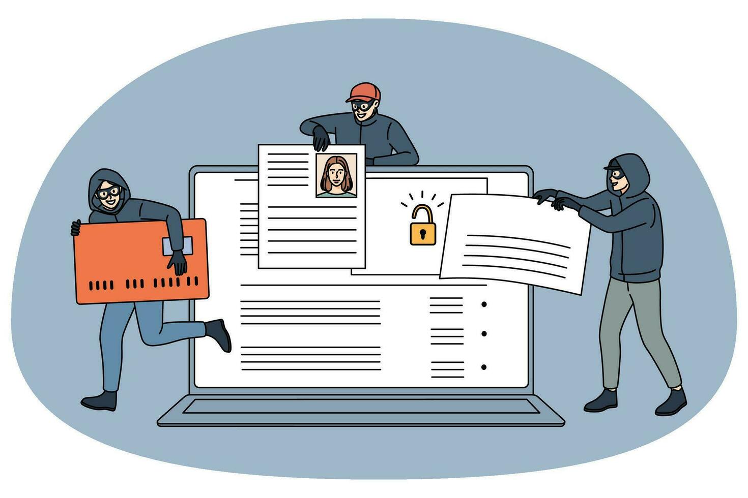 Hackers Steal Personal Information From Computer 26095059 Vector Art At