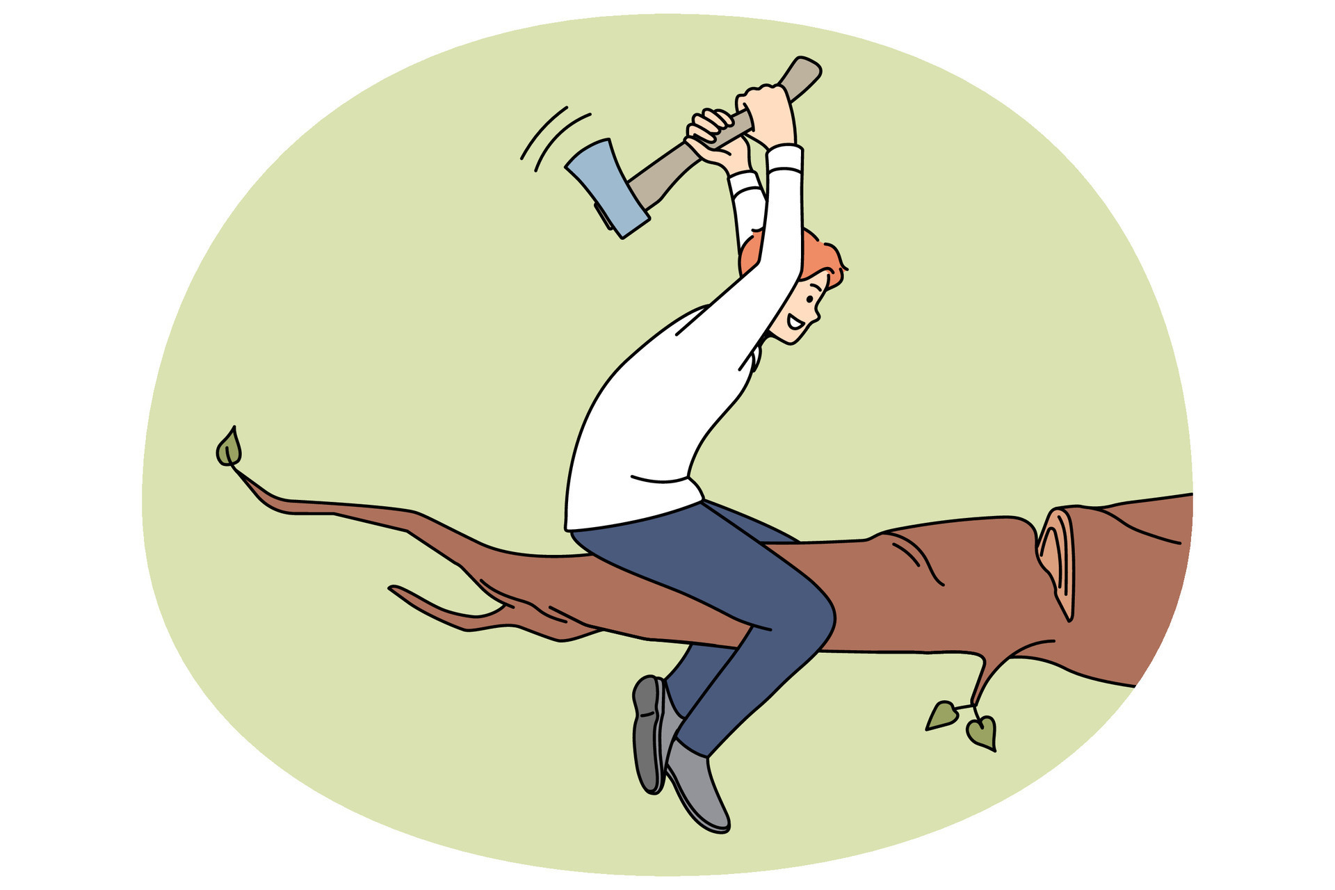 hombre corte rama en cuales él sentar 26098433 Vector en Vecteezy