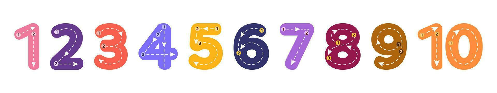 Tracing numbers. Writing and count from 1 to 10. Learning handwriting ...