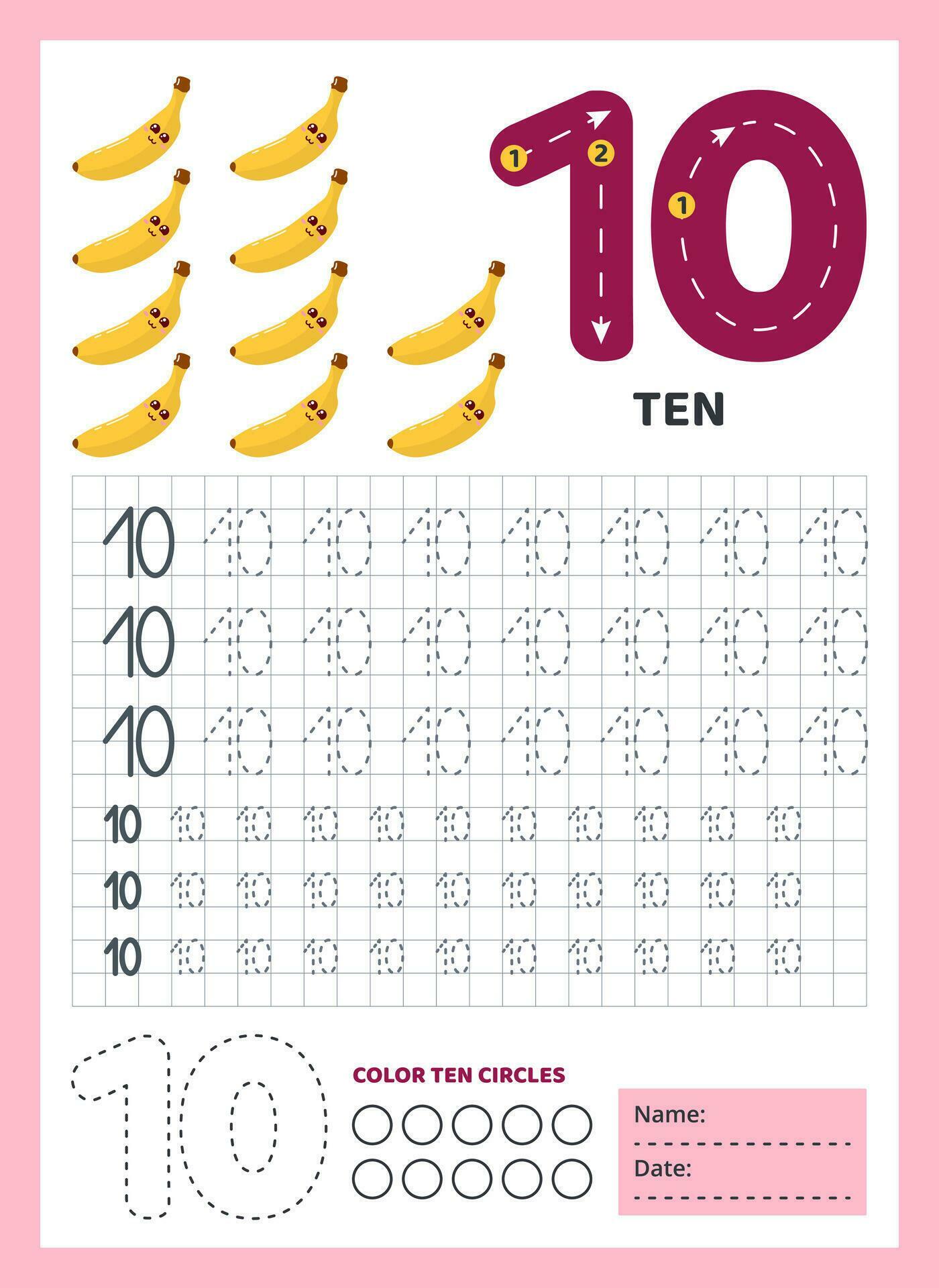 Numbers tracing practice. Writing number ten. Tracing worksheet with ... Numbers tracing practice. Writing number ten. Tracing worksheet with ...