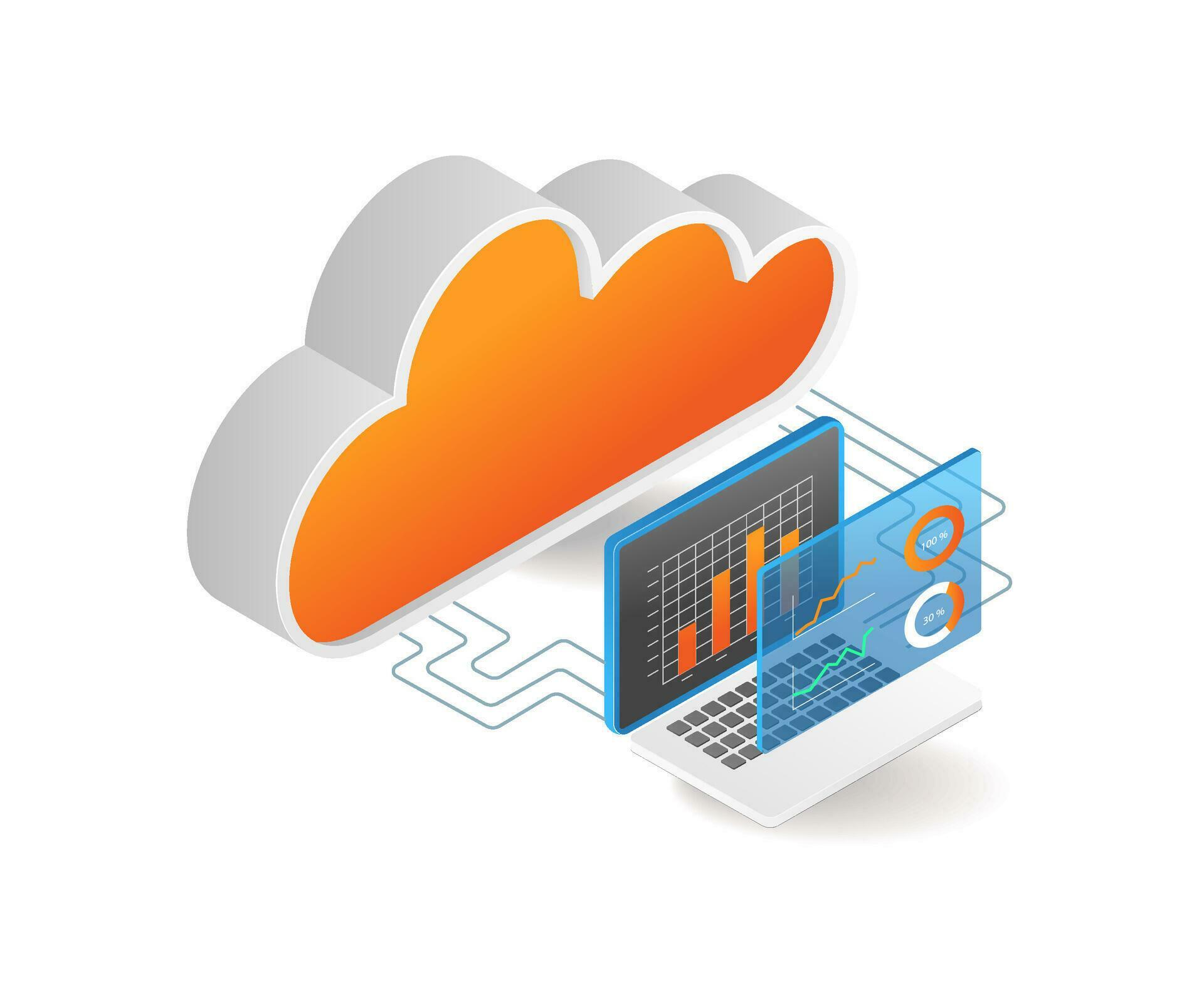 Cloud server analysis data program management 26109350 Vector Art at ...