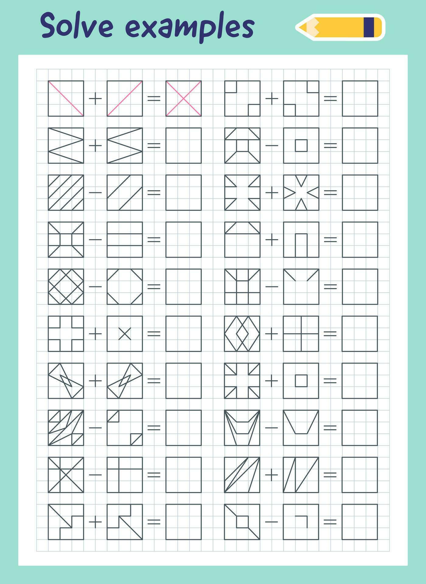 Logic exercises for children. Solve examples according to the model ...