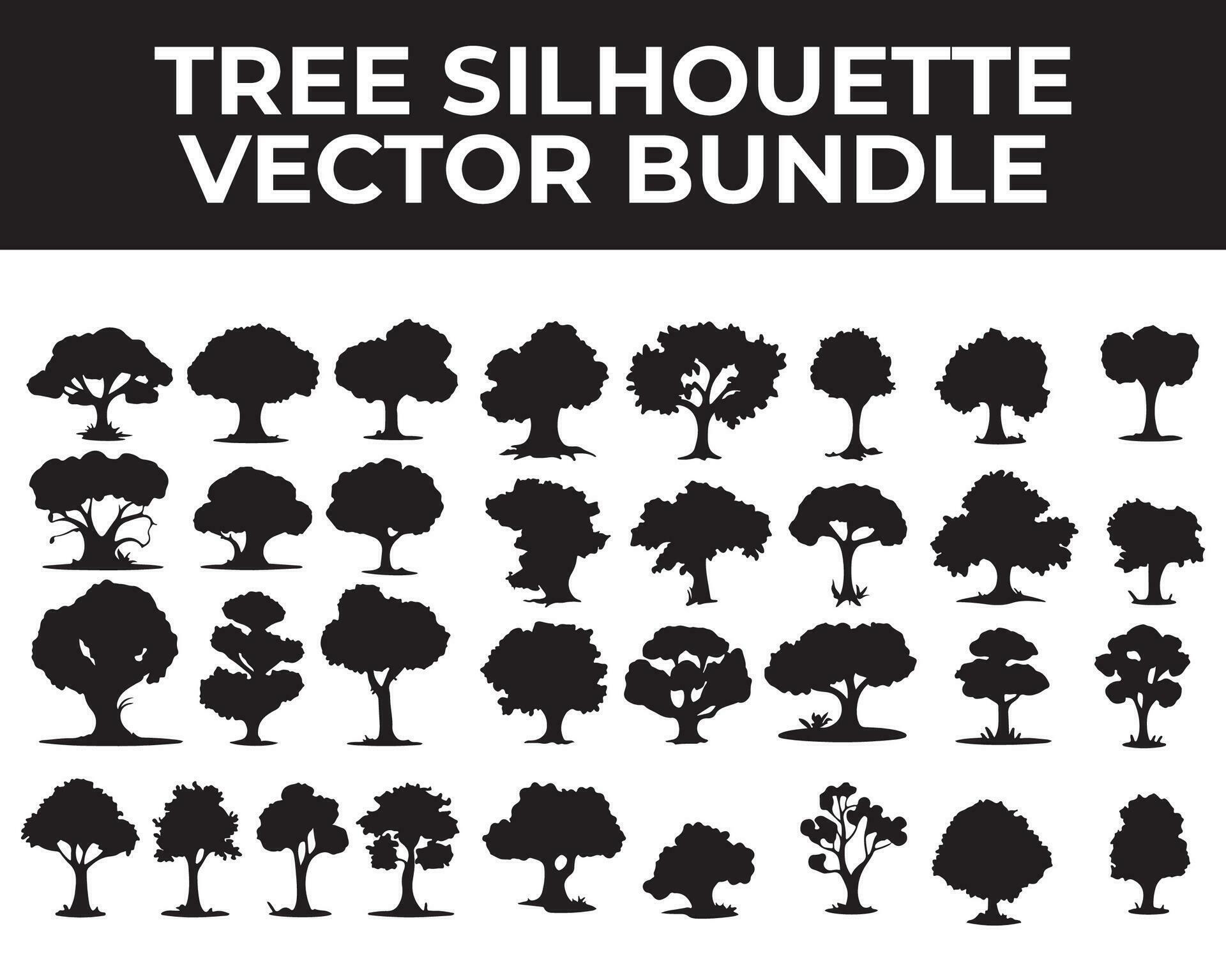 Tree silhouette vector bundle, Tree vector design 26112000 Vector Art ...