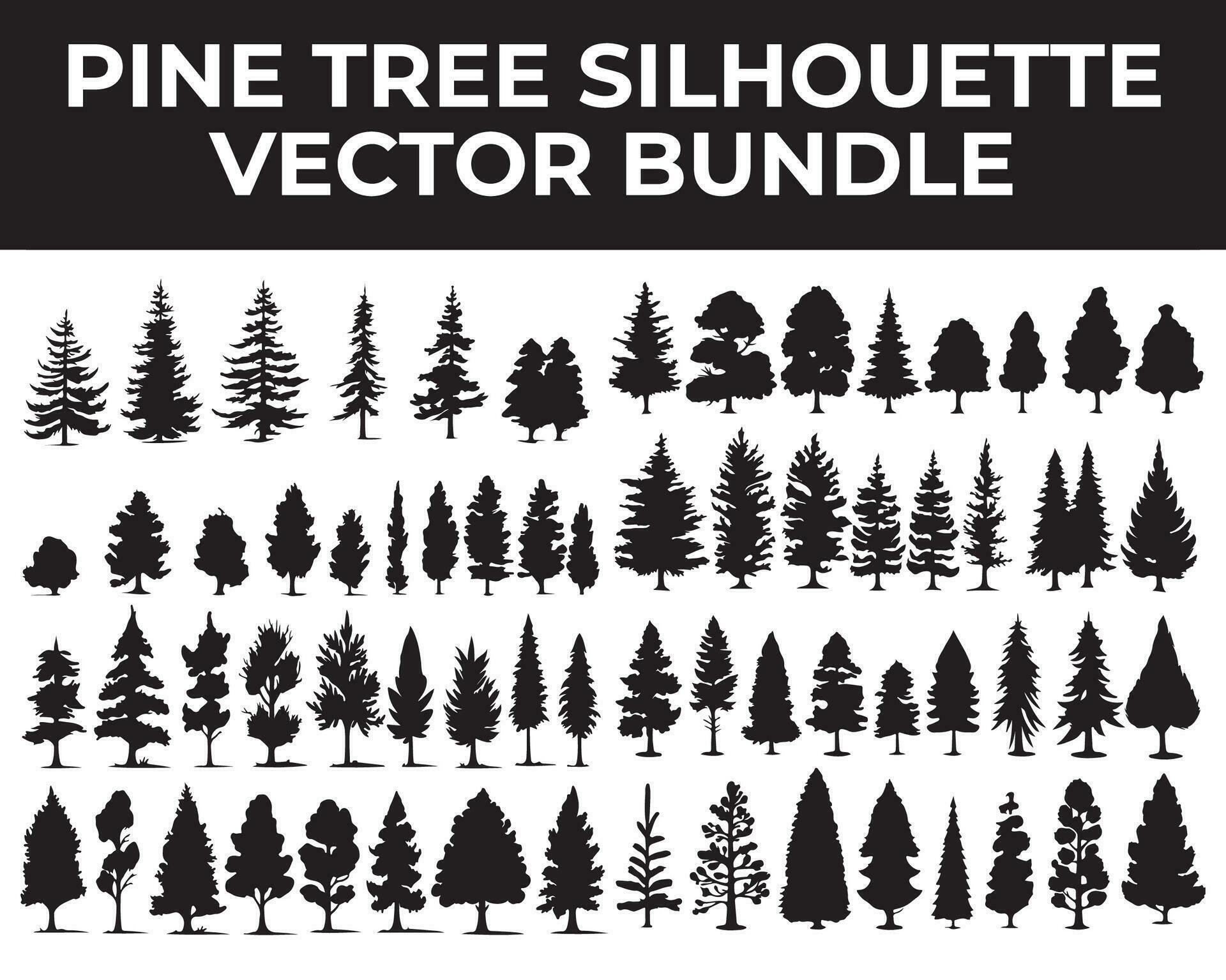 Pine tree silhouette vector bundle, Pine tree vector design 26112002 ...
