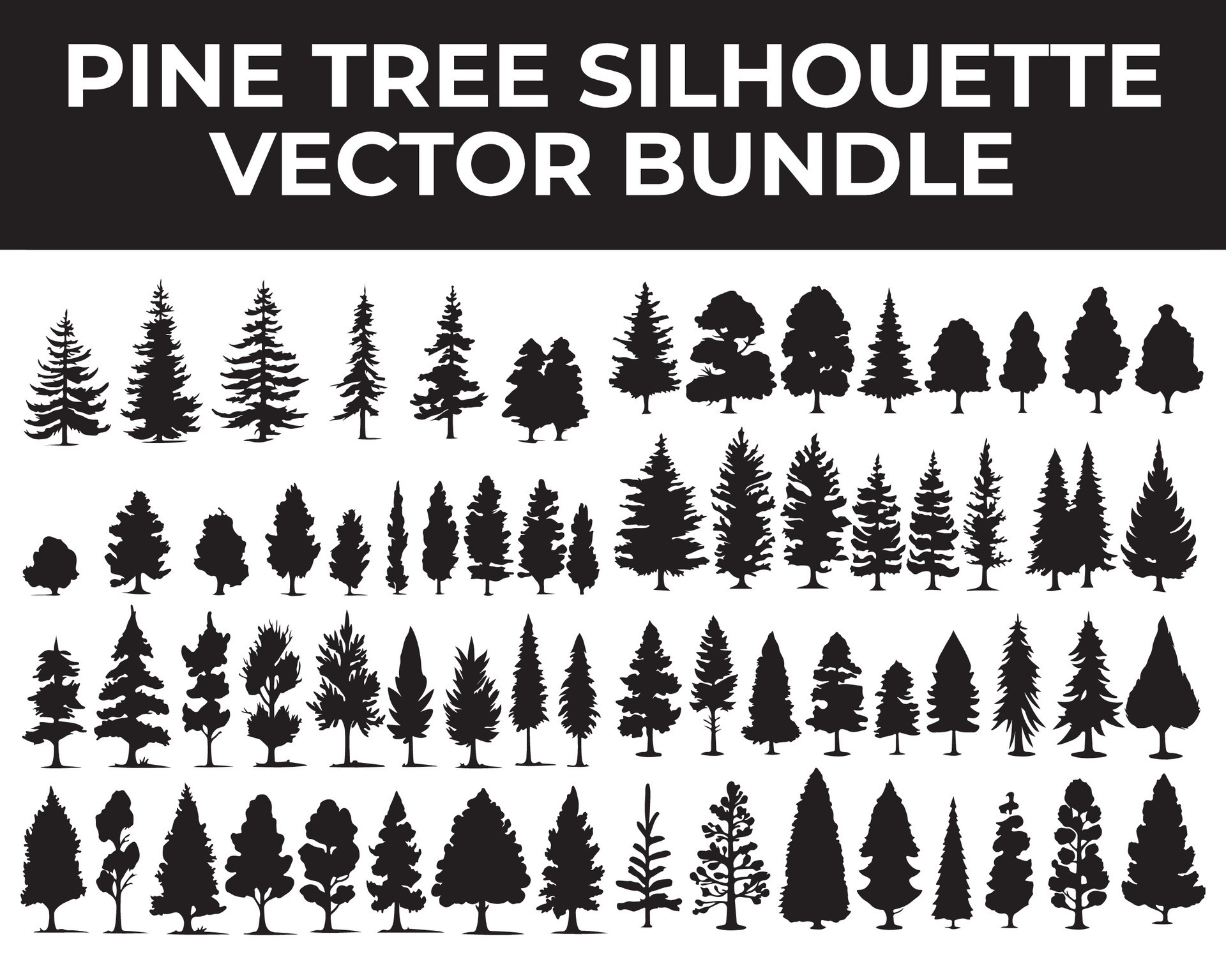 Pine tree silhouette vector bundle, Pine tree vector design 26112002 Vector Art at Vecteezy