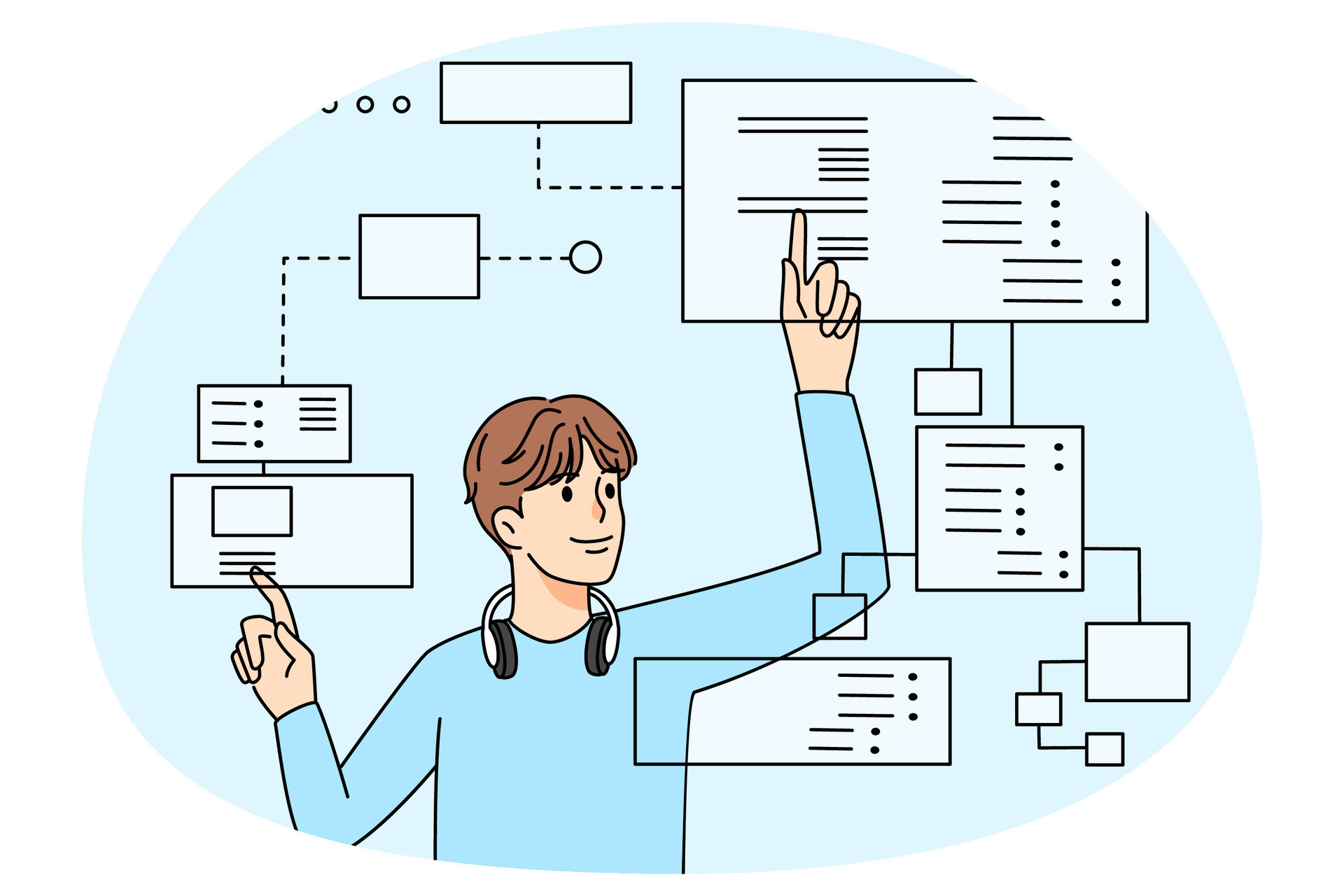 Male Software Engineer Working With Project Launch Online Man Programmer Or Coder Busy Creating