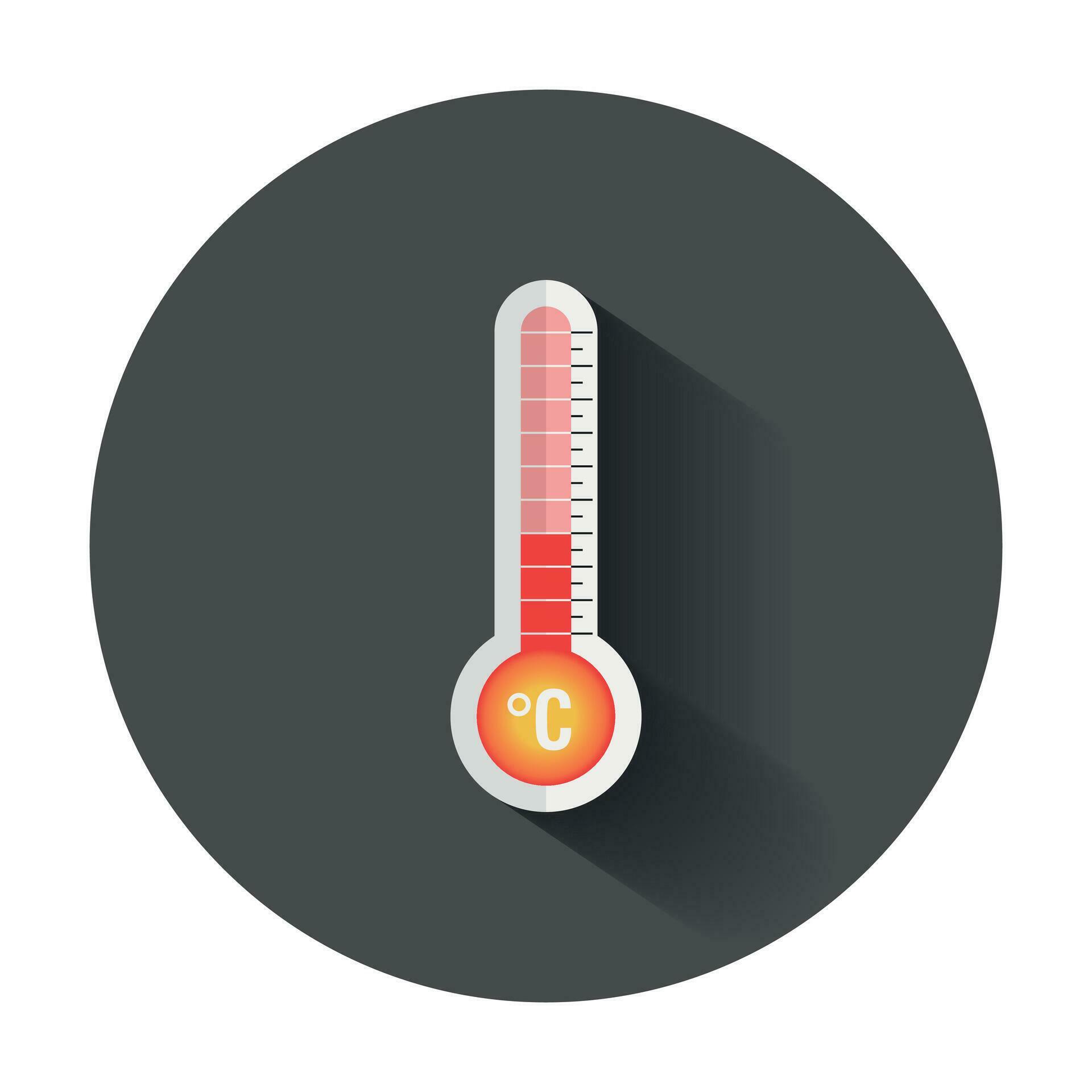 Thermometer icon. Goal flat vector illustration with long shadow ... Thermometer icon. Goal flat vector illustration with long shadow ...