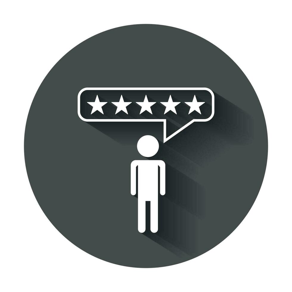 Customer reviews, rating, user feedback concept vector icon. Flat illustration with long shadow ...