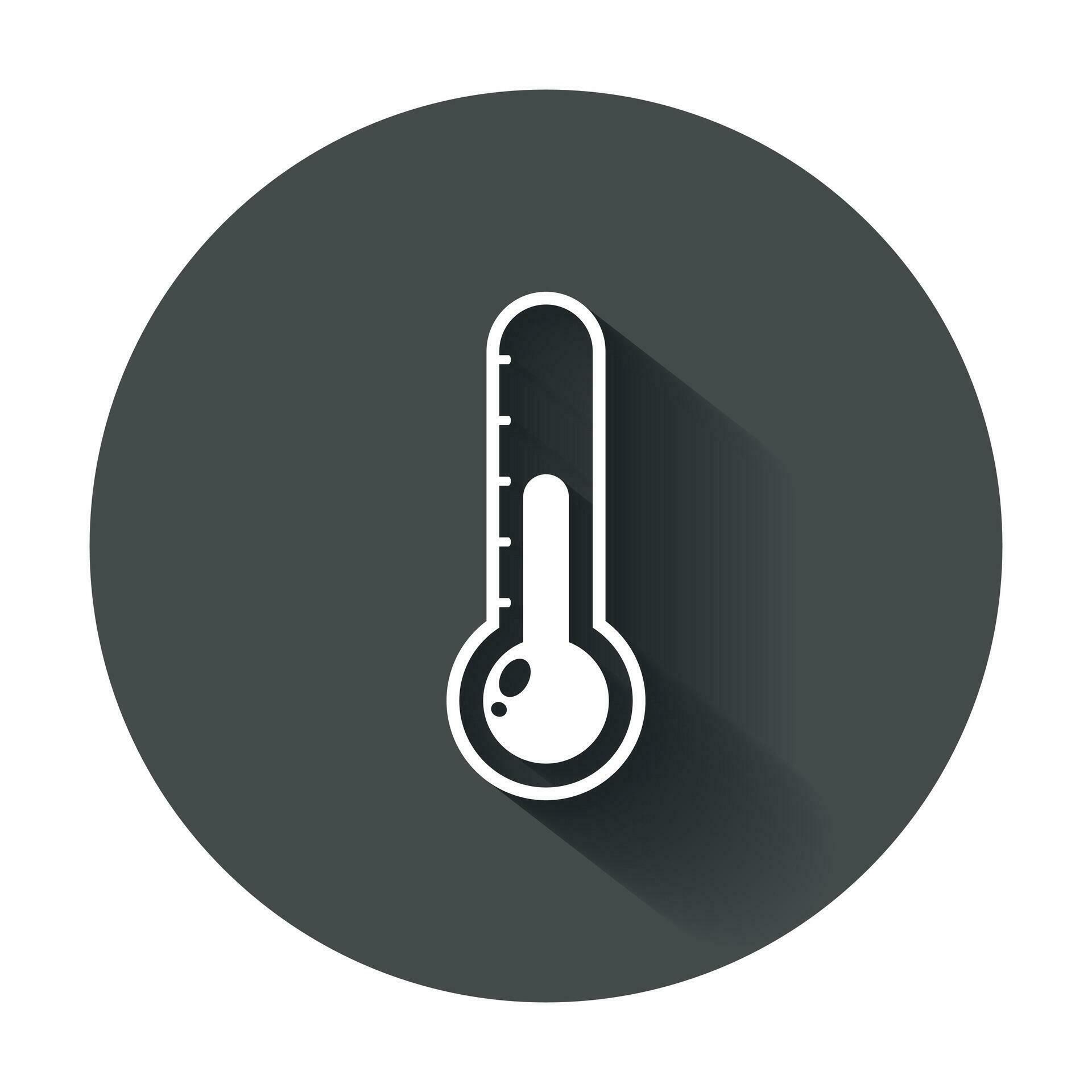 Thermometer icon. Goal flat vector illustration with long shadow ... Thermometer icon. Goal flat vector illustration with long shadow ...