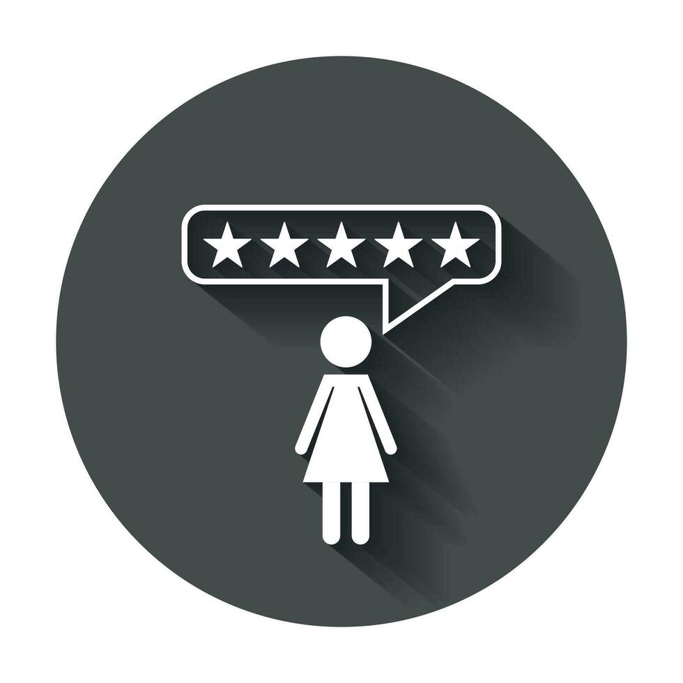 Customer reviews, rating, user feedback concept vector icon. Flat illustration with long shadow ...