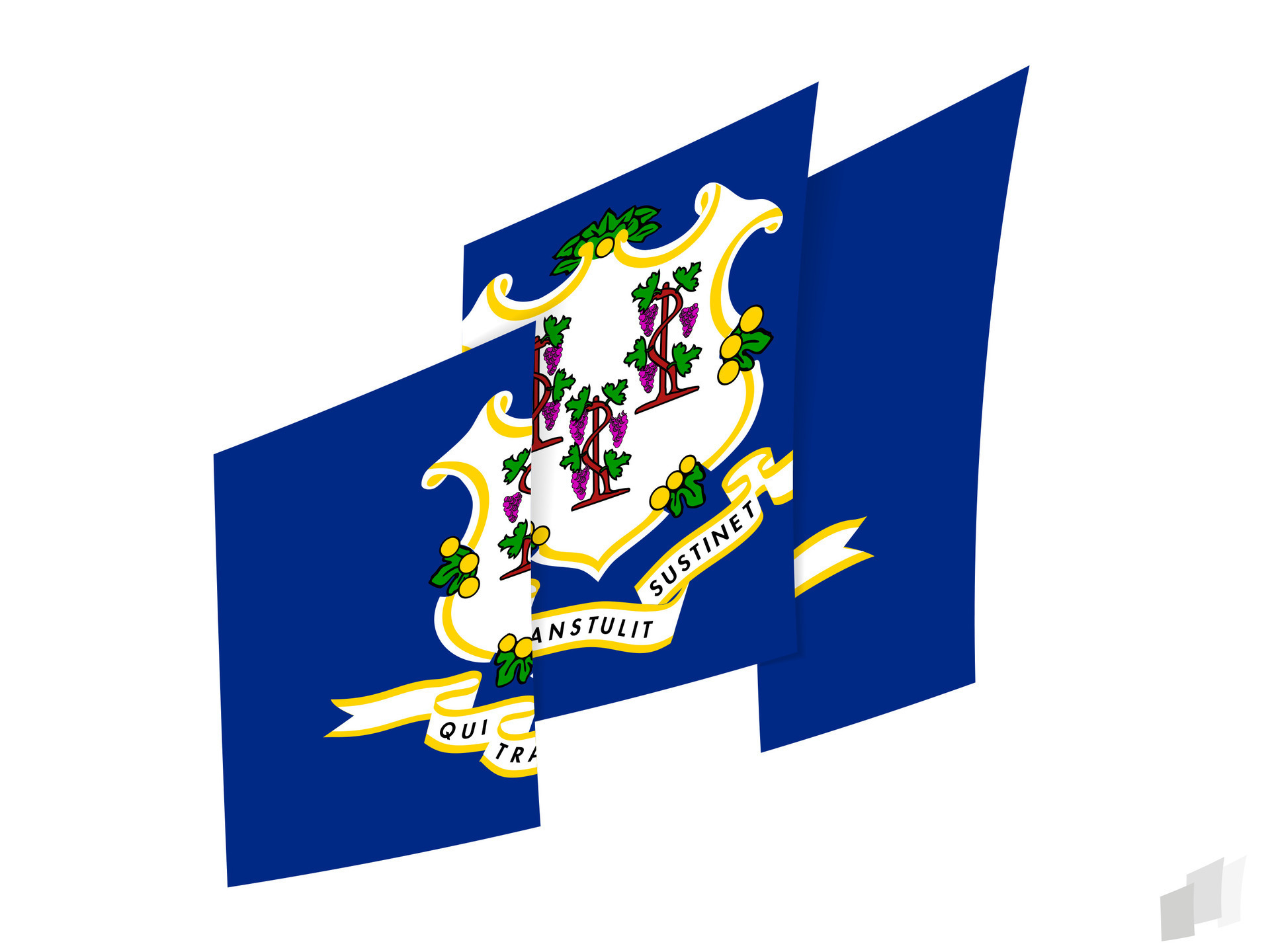 Connecticut flag in an abstract ripped design. Modern design of the ...