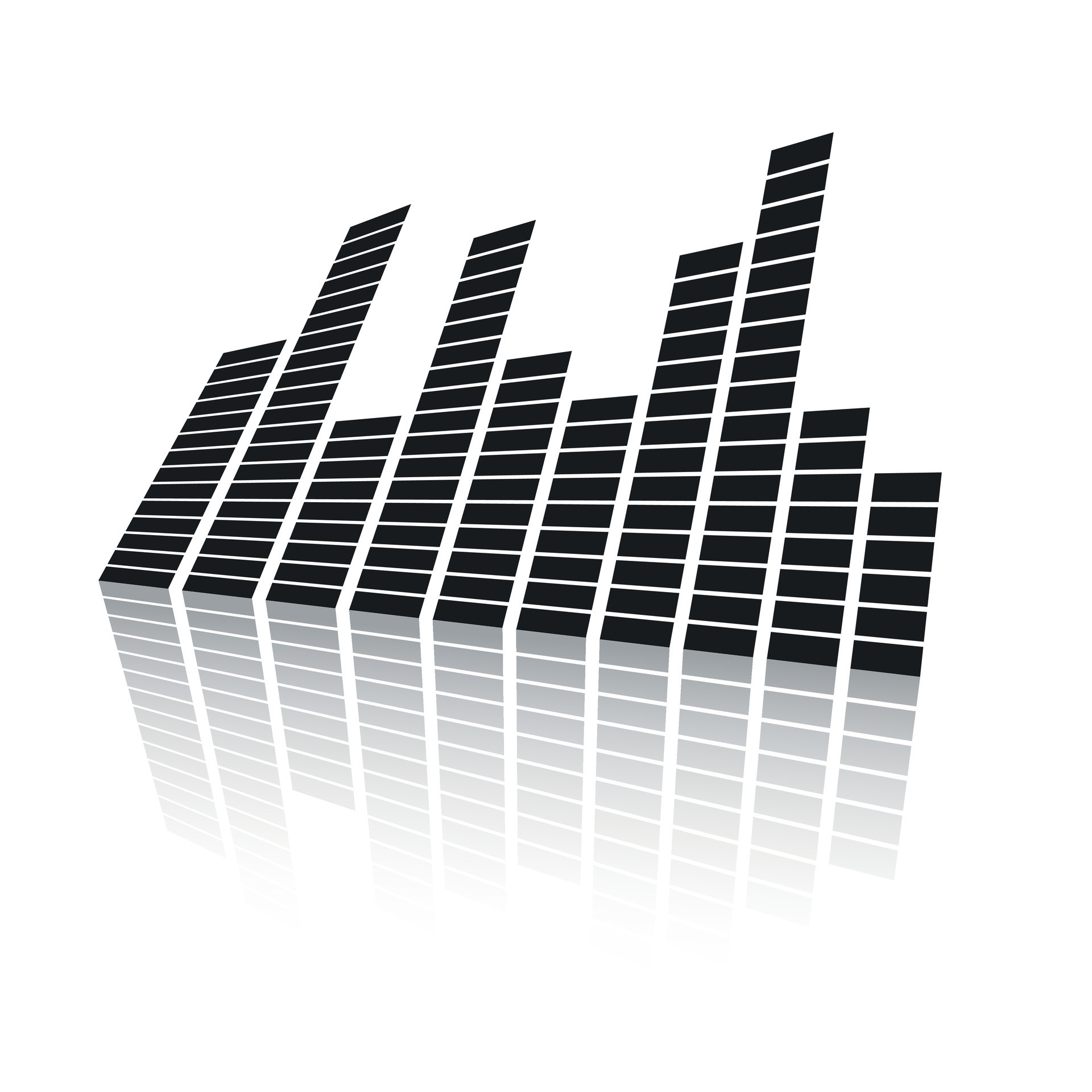 Vector Sound Waveforms Icon On Mirror Sound Waves And Musical Pulse