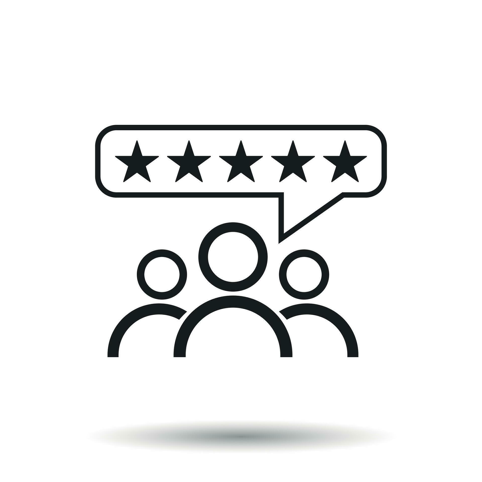 Customer reviews, rating, user feedback concept vector icon. Flat illustration on white ...