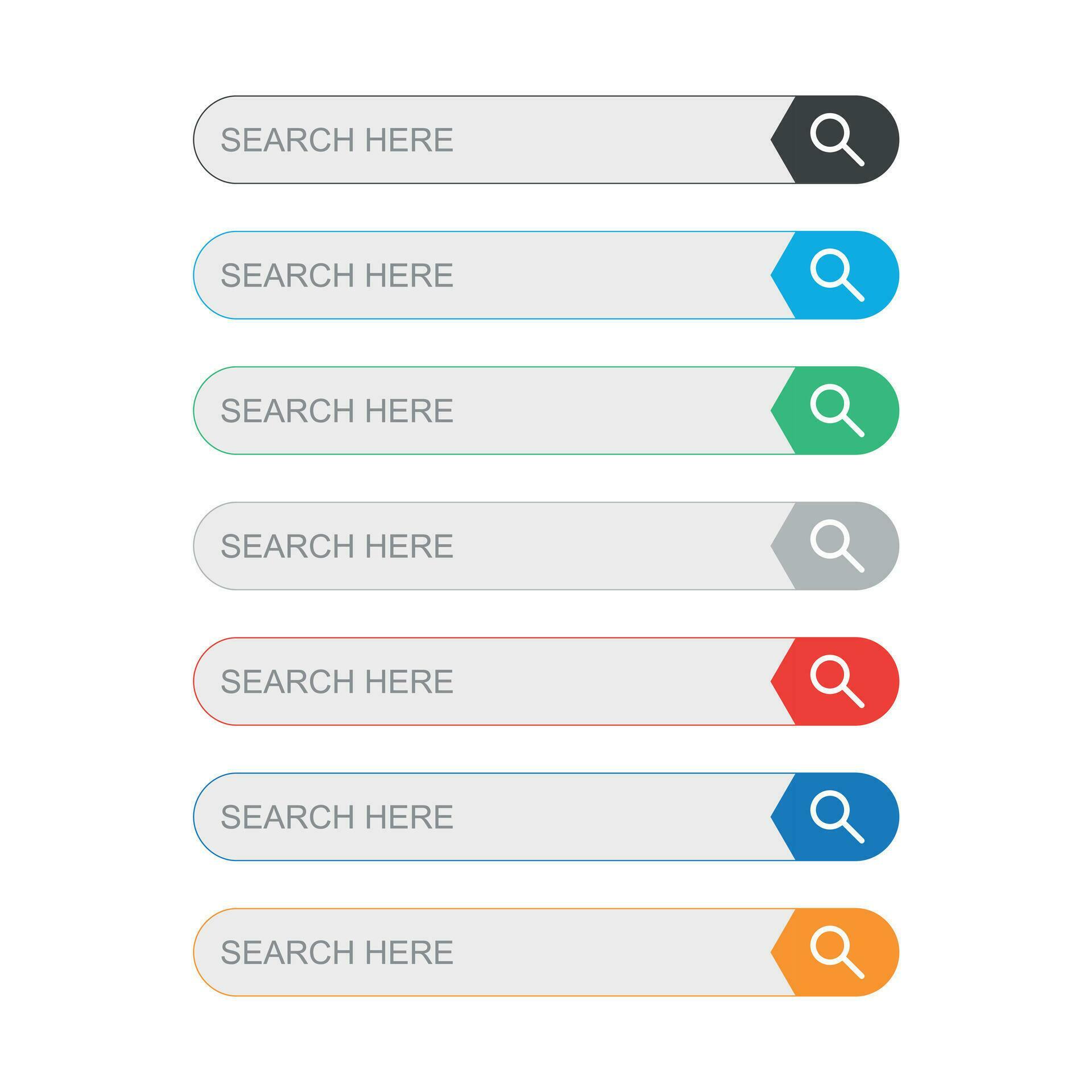 Search bar field. Set vector interface elements with search button ...