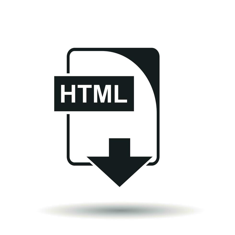 HTML icon. Flat vector illustration. HTML download sign symbol with ...