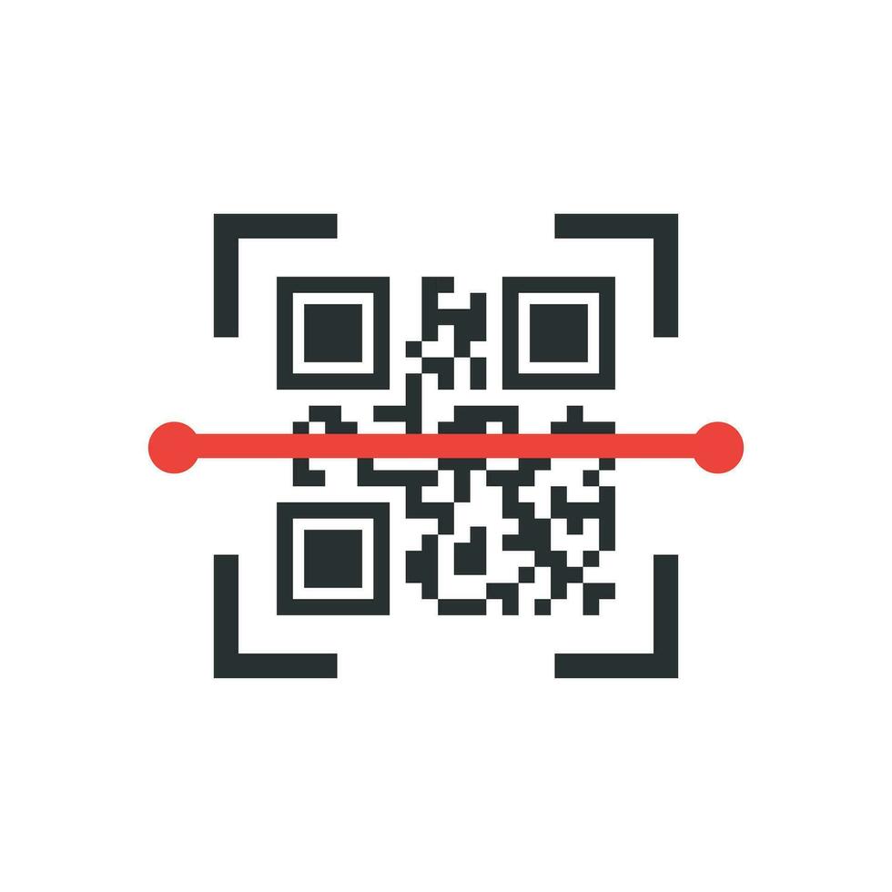 Qr Code Scan Icon In Flat Style Scanner Id Vector Illustration On