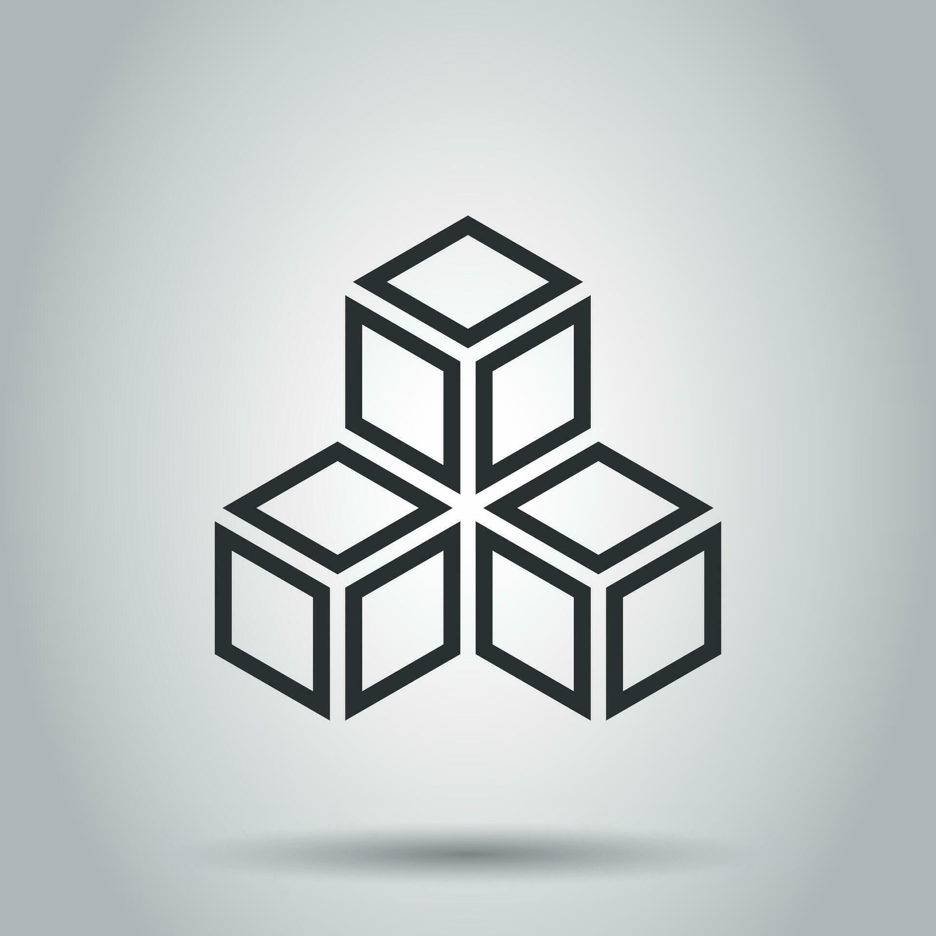 Blockchain Technology Vector Icon In Flat Style Cryptography Cube Block Illustration