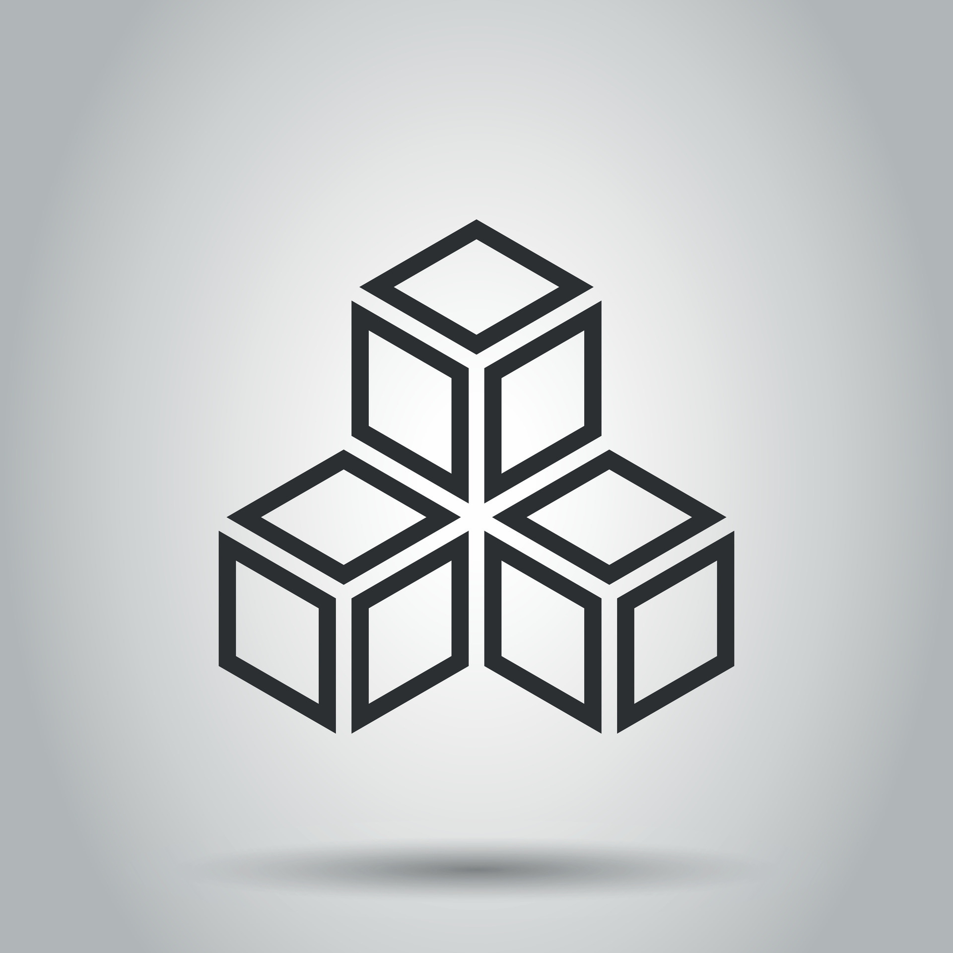 Blockchain Technology Vector Icon In Flat Style Cryptography Cube Block Illustration