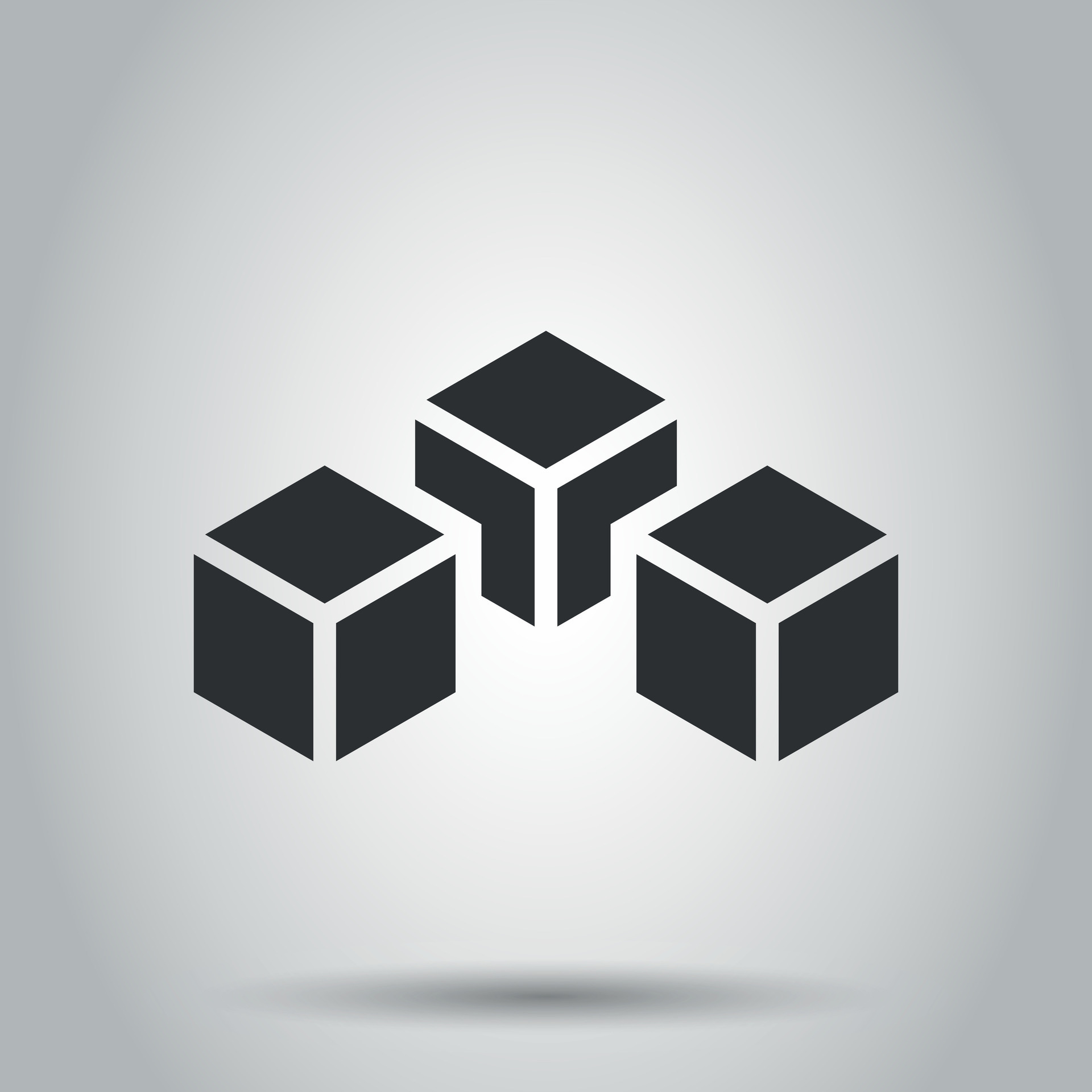 Blockchain Technology Vector Icon In Flat Style Cryptography Cube Block Illustration