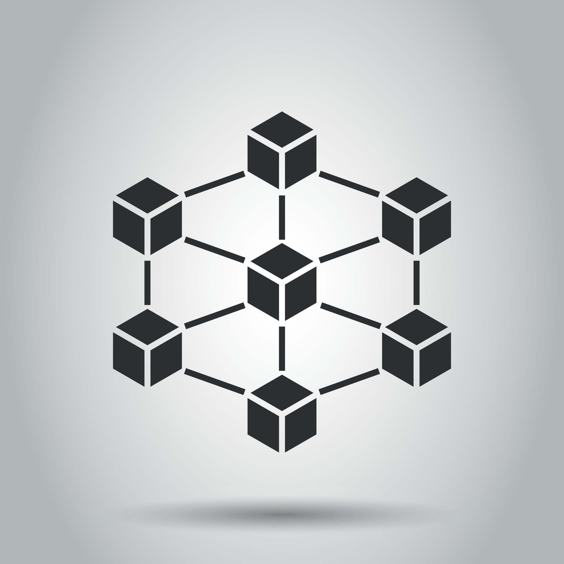 Blockchain Technology Vector Icon In Flat Style Cryptography Cube Block Illustration