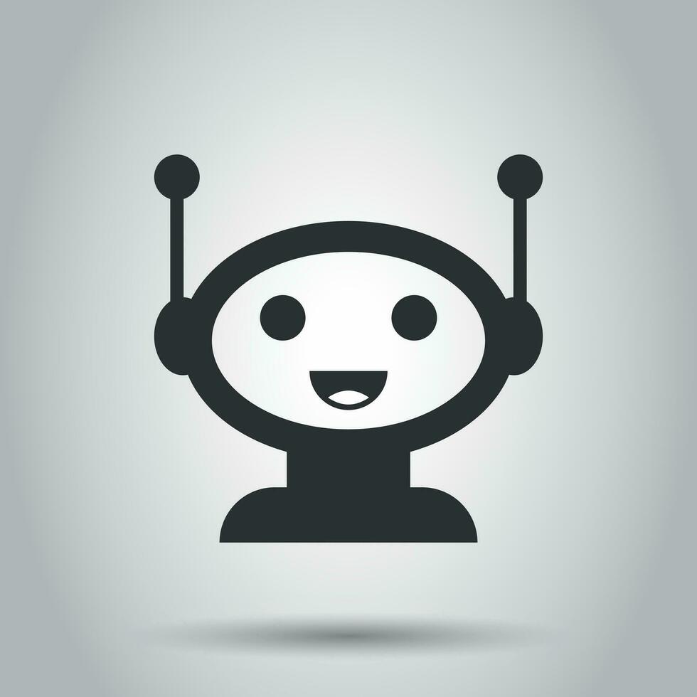 Cute Robot Chatbot Icon In Flat Style Bot Operator Vector Illustration