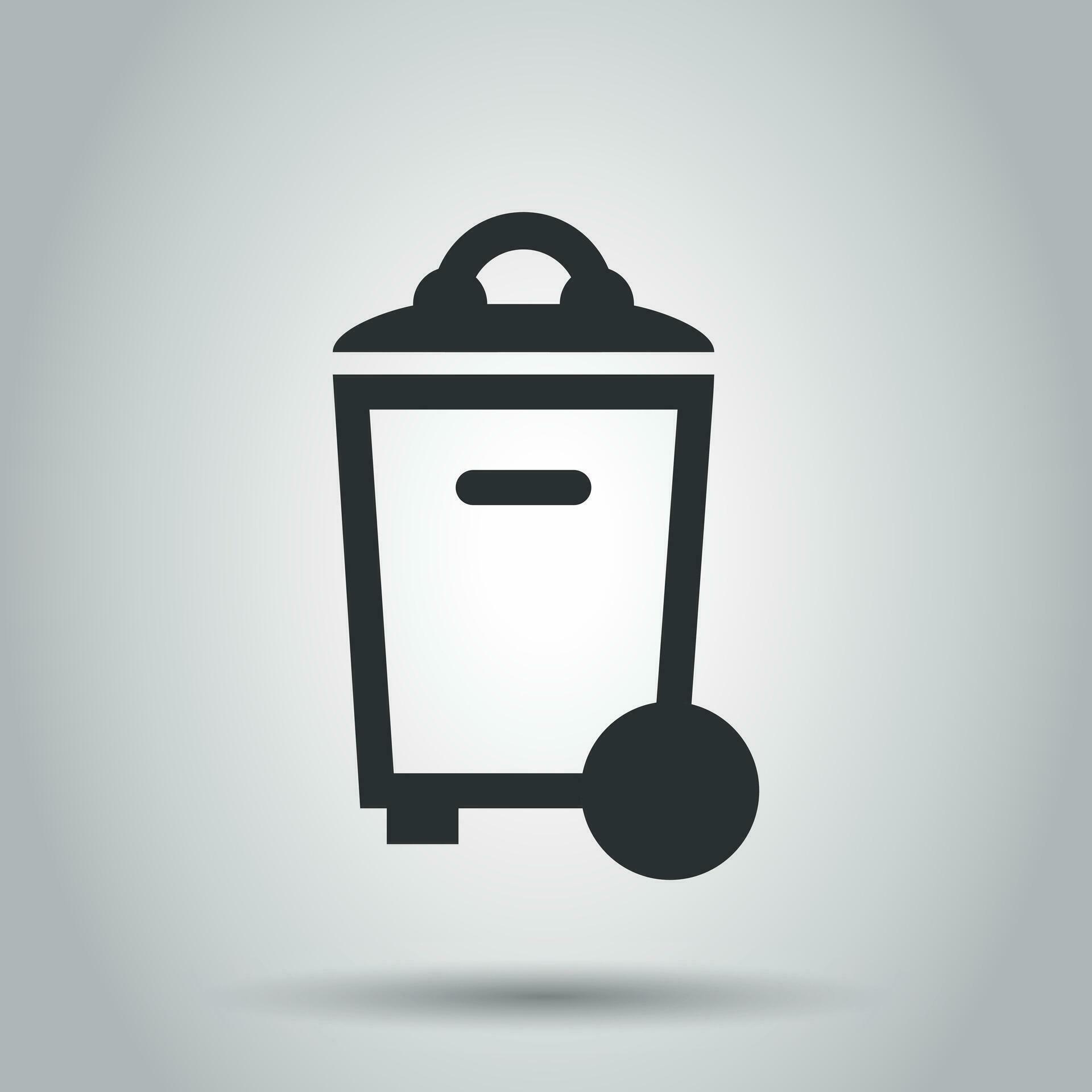 Trash bin garbage icon in flat style. Trash bucket vector illustration on white background ...