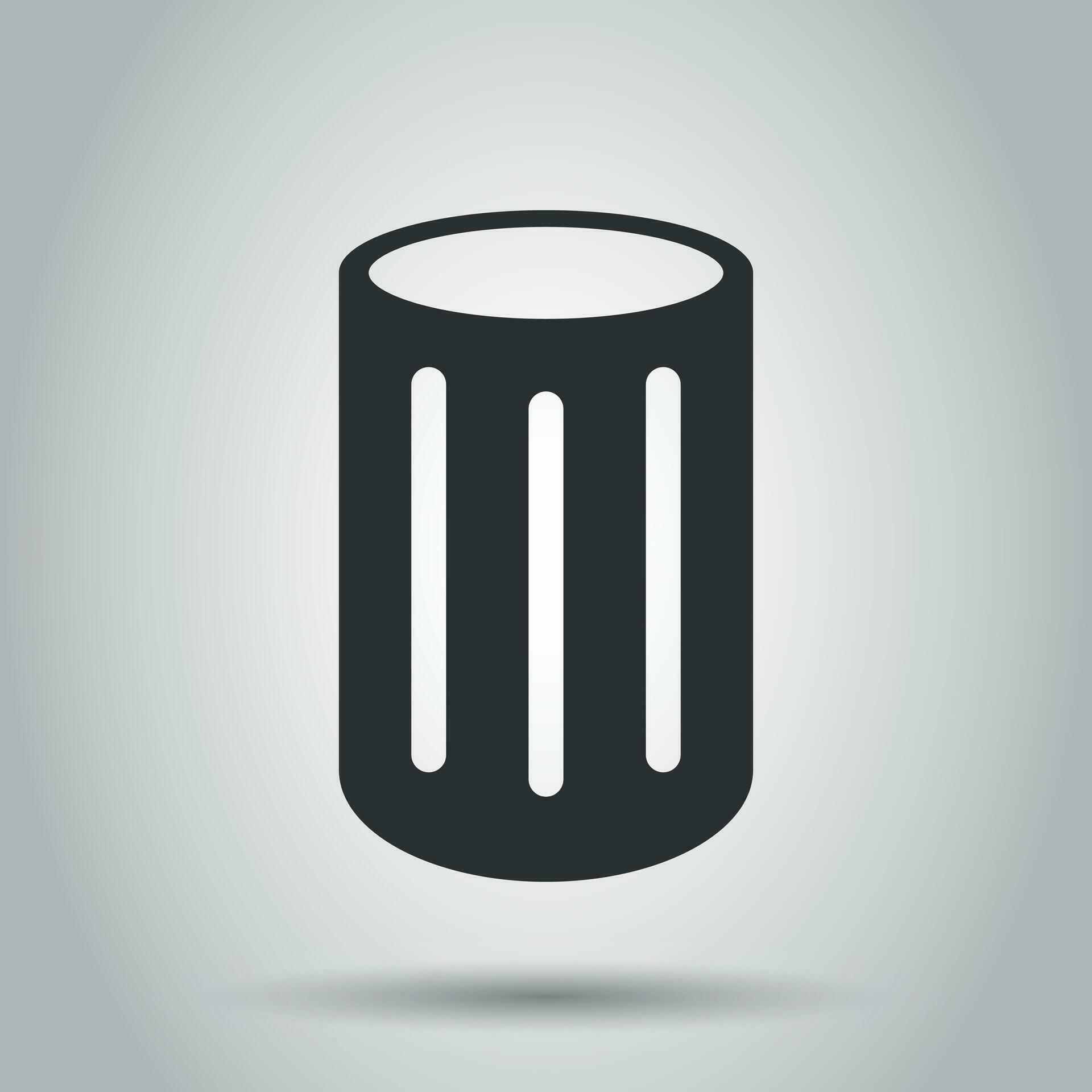 Trash bin garbage icon in flat style. Trash bucket vector illustration on white background ...