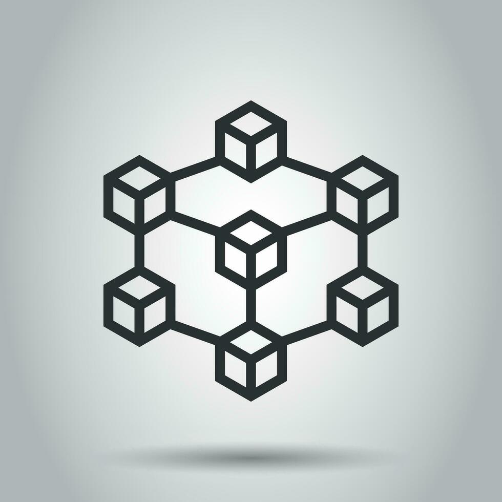 Blockchain Technology Vector Icon In Flat Style Cryptography Cube