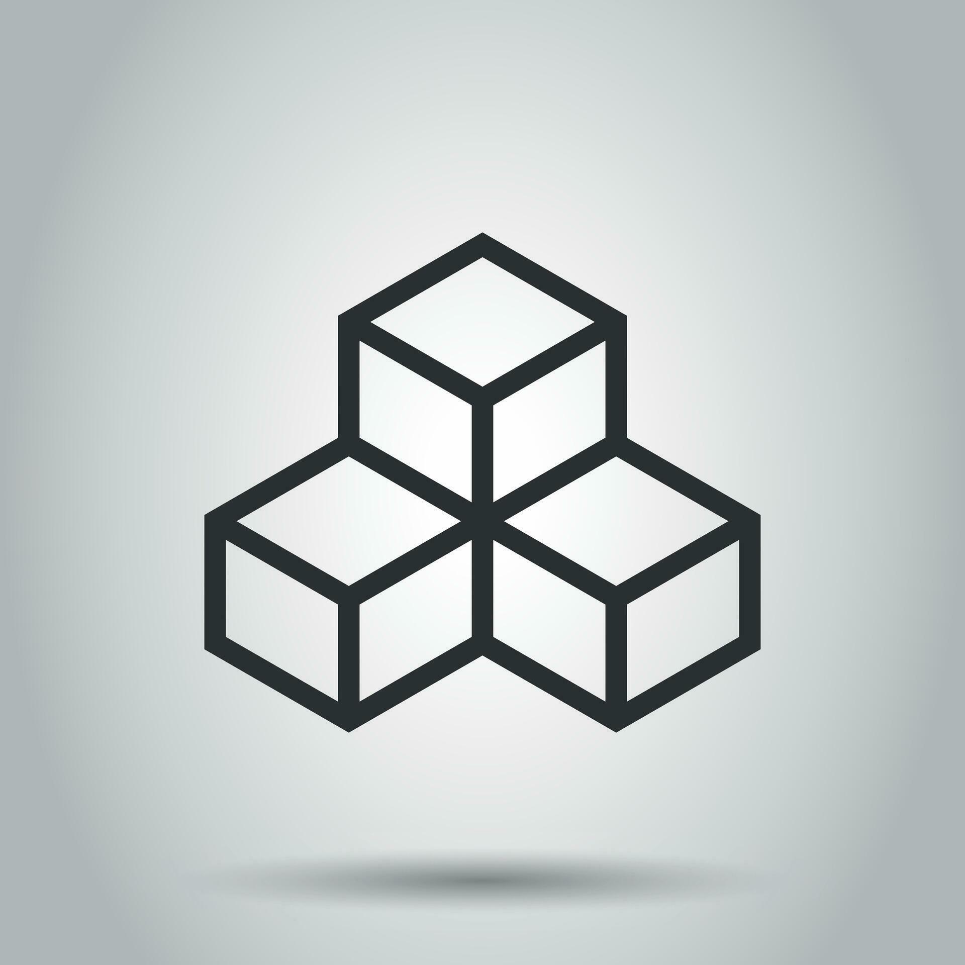 Blockchain Technology Vector Icon In Flat Style Cryptography Cube Block Illustration