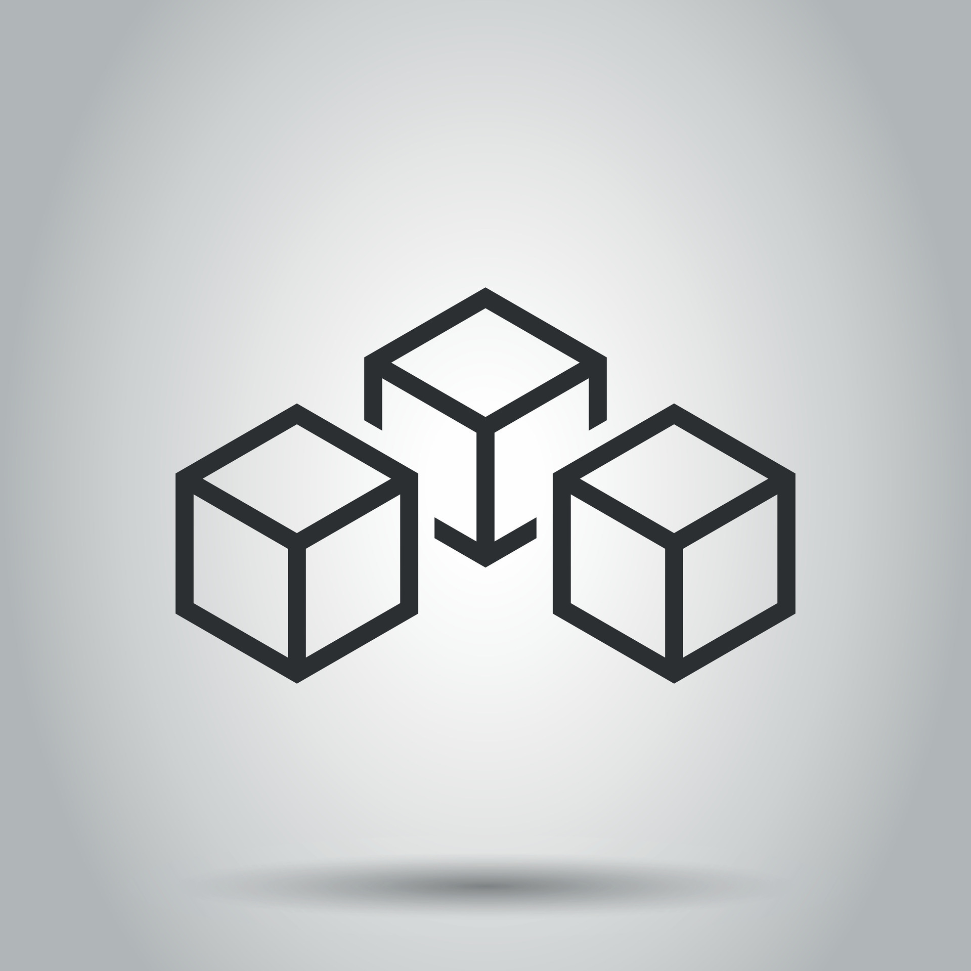 Blockchain Technology Vector Icon In Flat Style Cryptography Cube Block Illustration